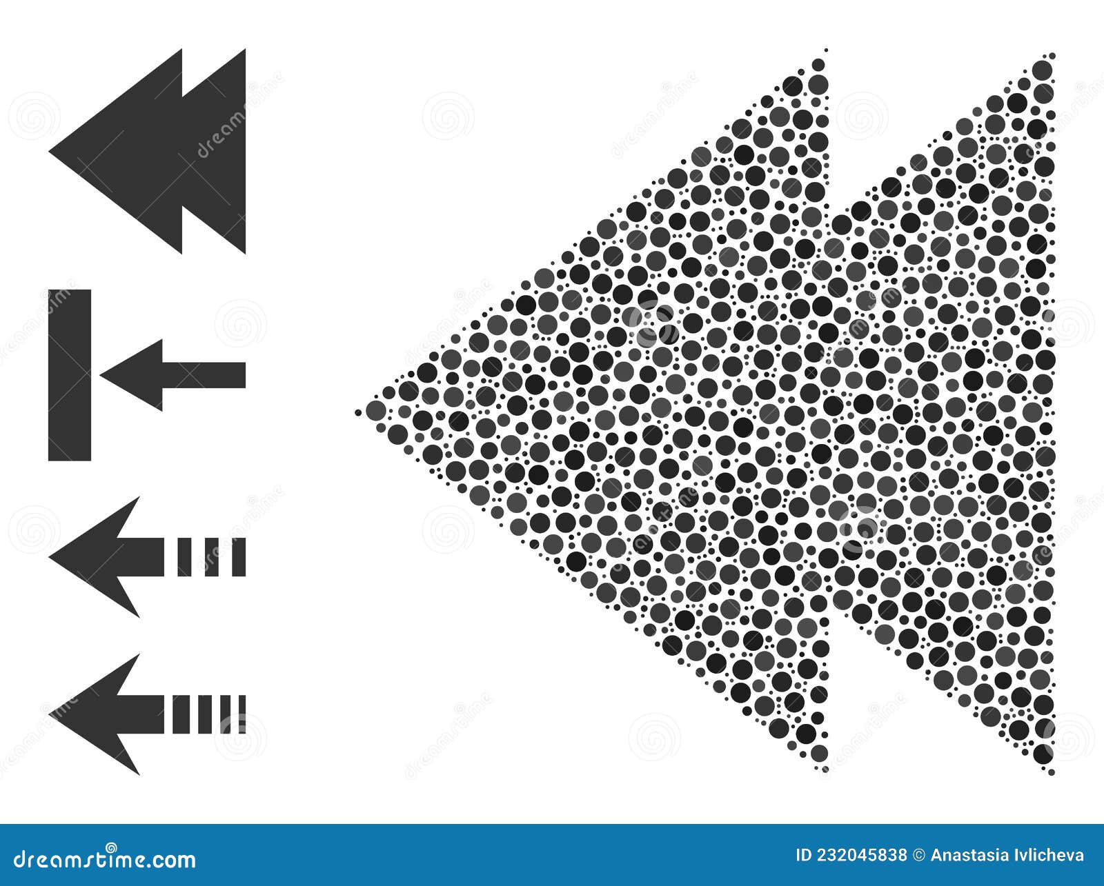 Dotted Move Left Mosaic of Rounded Dots and Other Icons Stock Vector ...