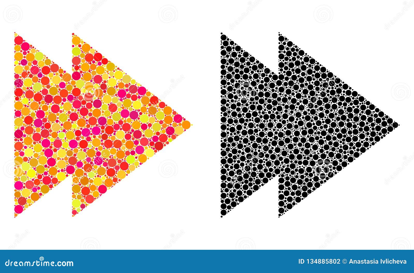 Dotted Move Right Mosaic Icons Stock Vector - Illustration of black ...