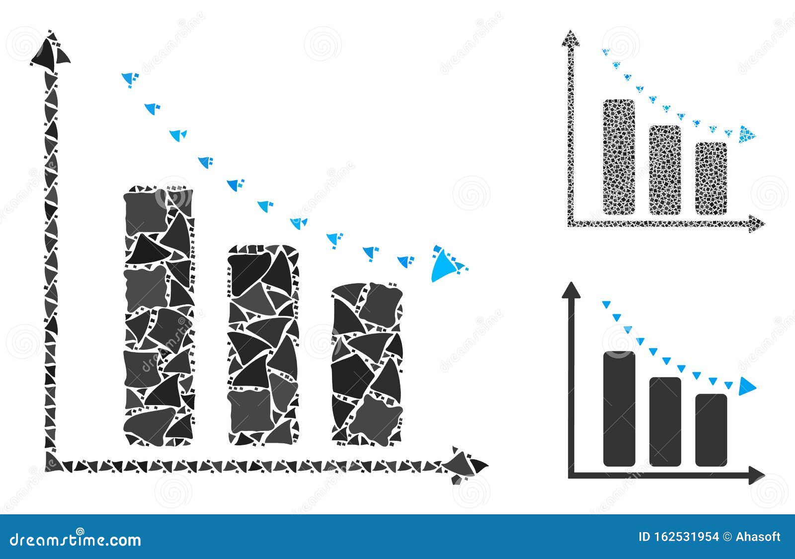 Dotted Negative Trend Composition Icon of Rough Items Stock Vector ...