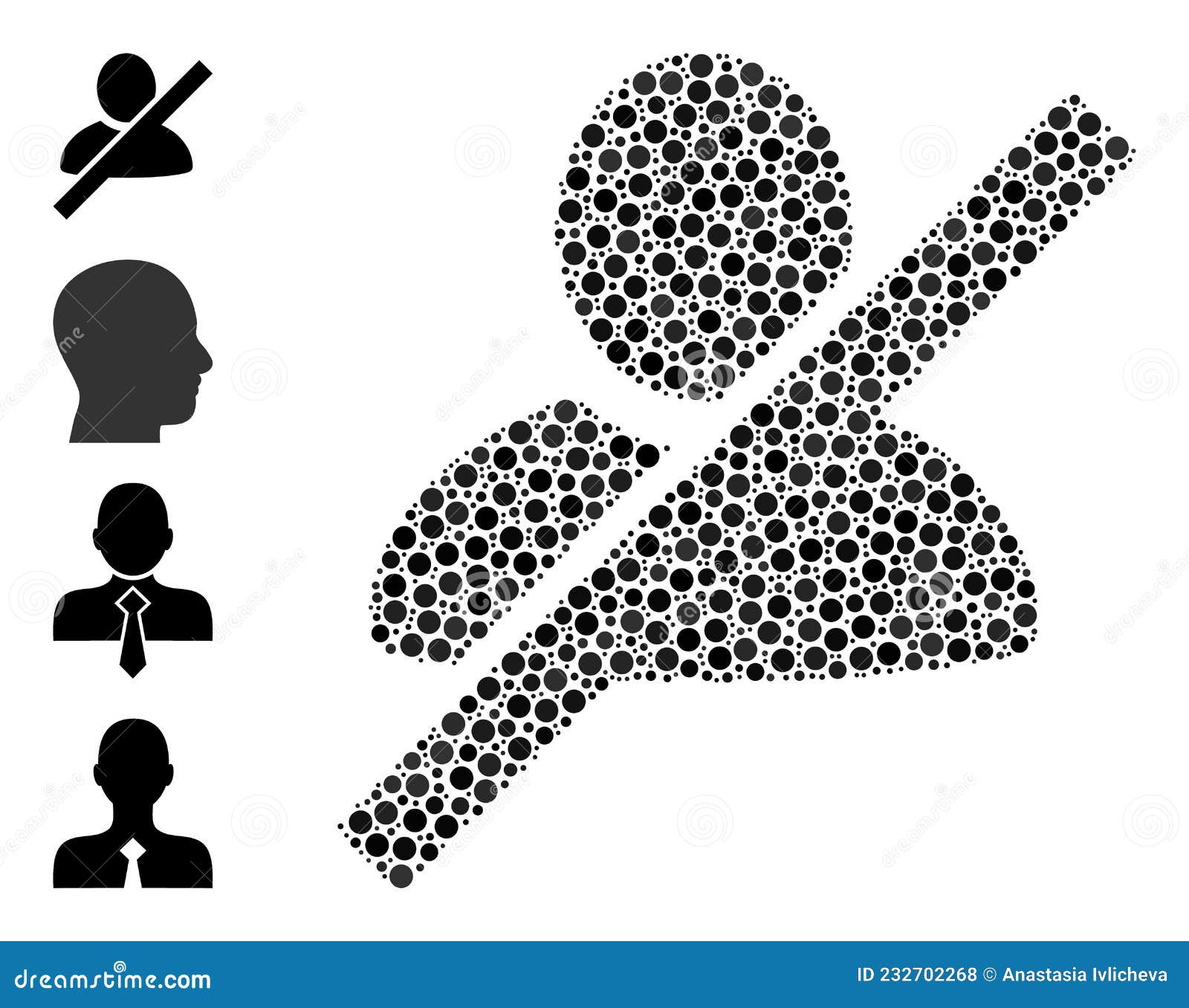 Dotted Not Allowed Man Composition of Round Dots and Other Icons Stock ...