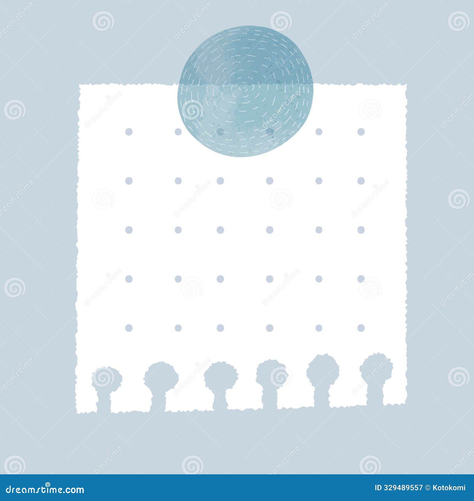 Dotted Note Paper, Taped with Circle Sticker. Memo Sheet on Light Blue ...