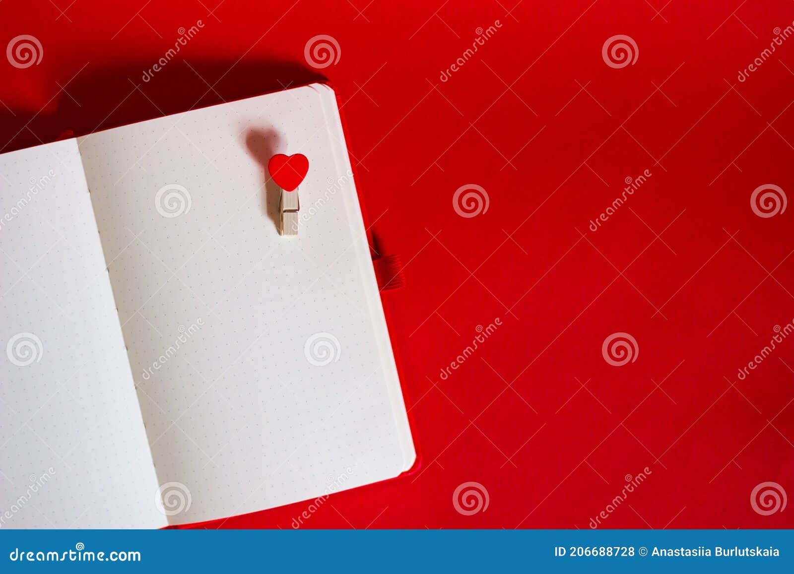 Dotted Notepad On Red Background With Heart For Inscriptions And Notes ...