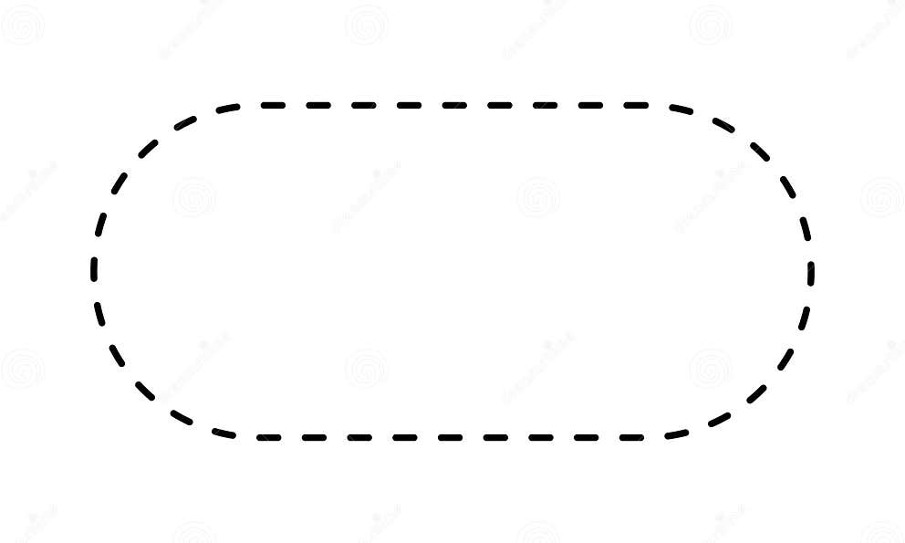 Dotted Oval Rectangle Figure Isolated on White Background. Basic ...