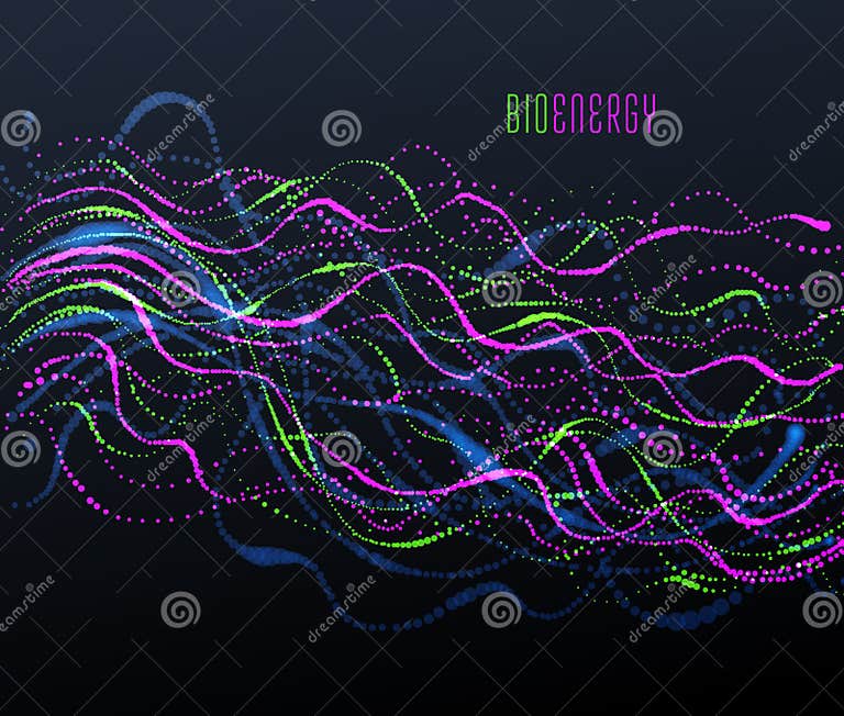 Dotted Particle Array Flowing Vector Abstract Background, Life Forms Bio Theme Microscopic ...