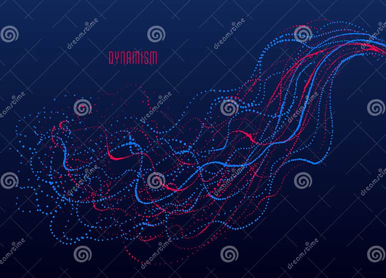 Dotted Particle Array Flowing Vector Abstract Background, Life Forms Bio Theme Microscopic ...