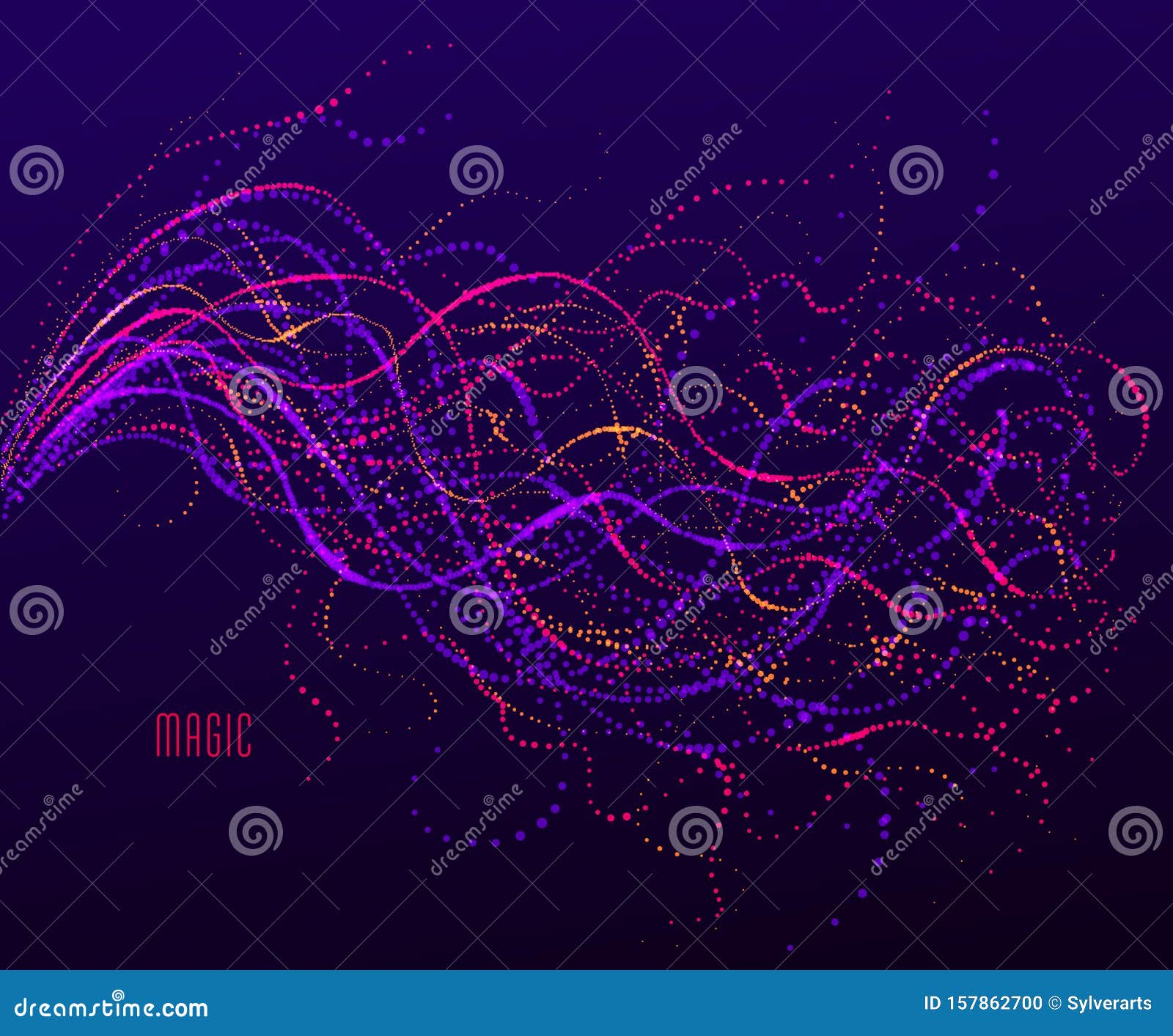 Dotted Particle Array Flowing Vector Abstract Background, Life Forms Bio Theme Microscopic ...