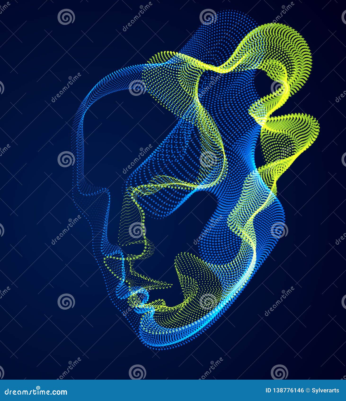 Dotted Particles Human Portrait, Abstract Human Head Vector Wave Shapes ...