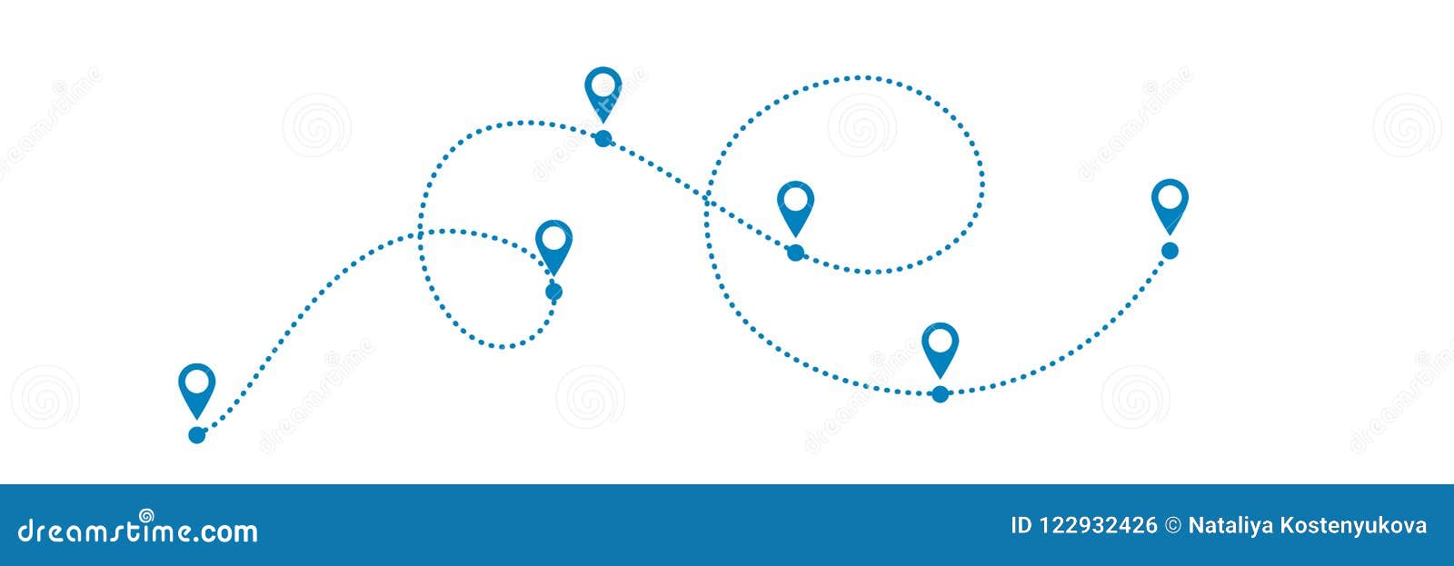 Dotted path with points stock vector. Illustration of transportation ...