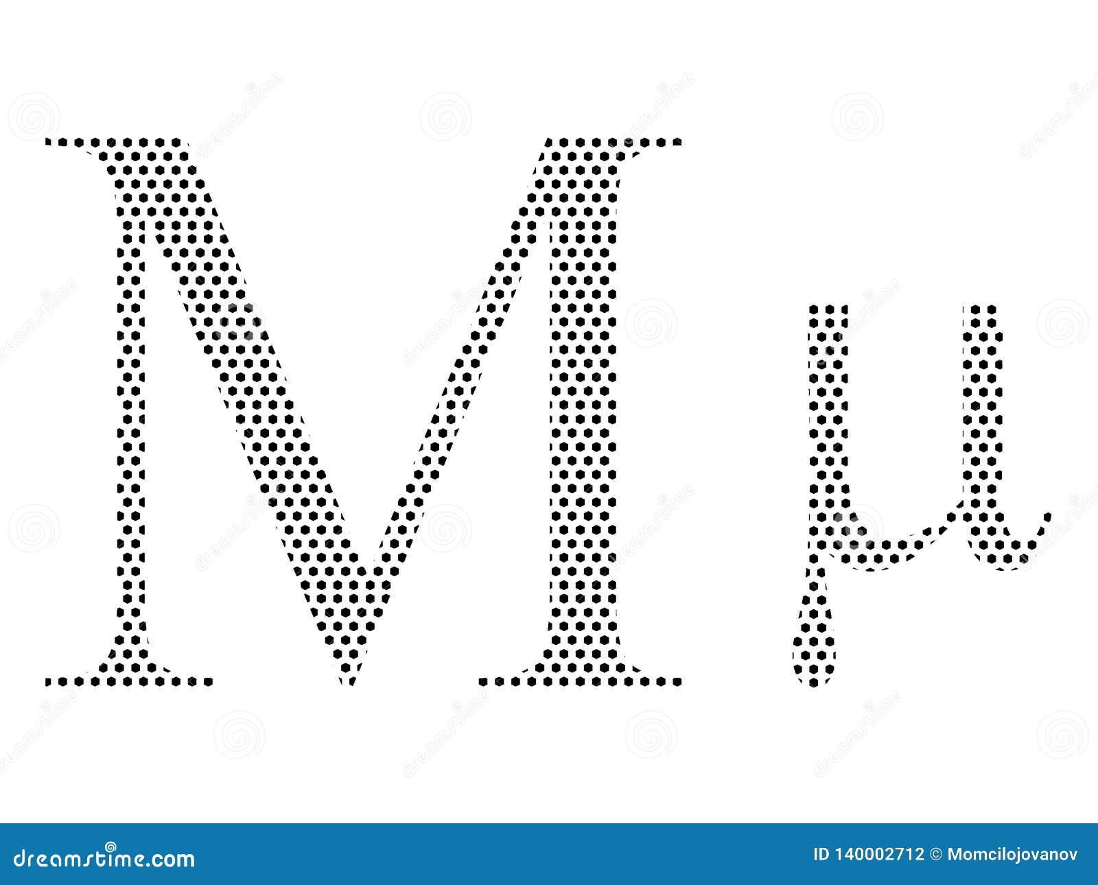 Dotted Pattern Greek Alphabet Letter Of Mu Vector Illustration ...