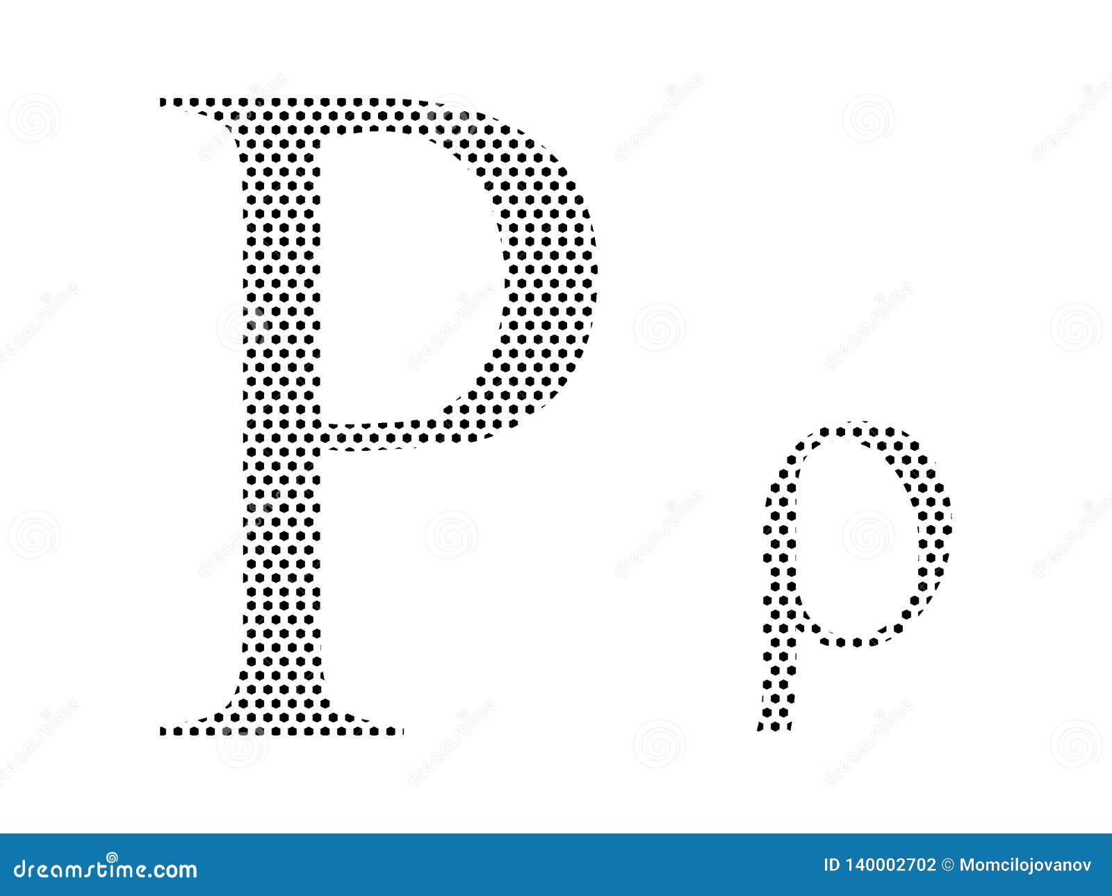 Dotted Pattern Greek Alphabet Letter of Rho Stock Vector - Illustration ...
