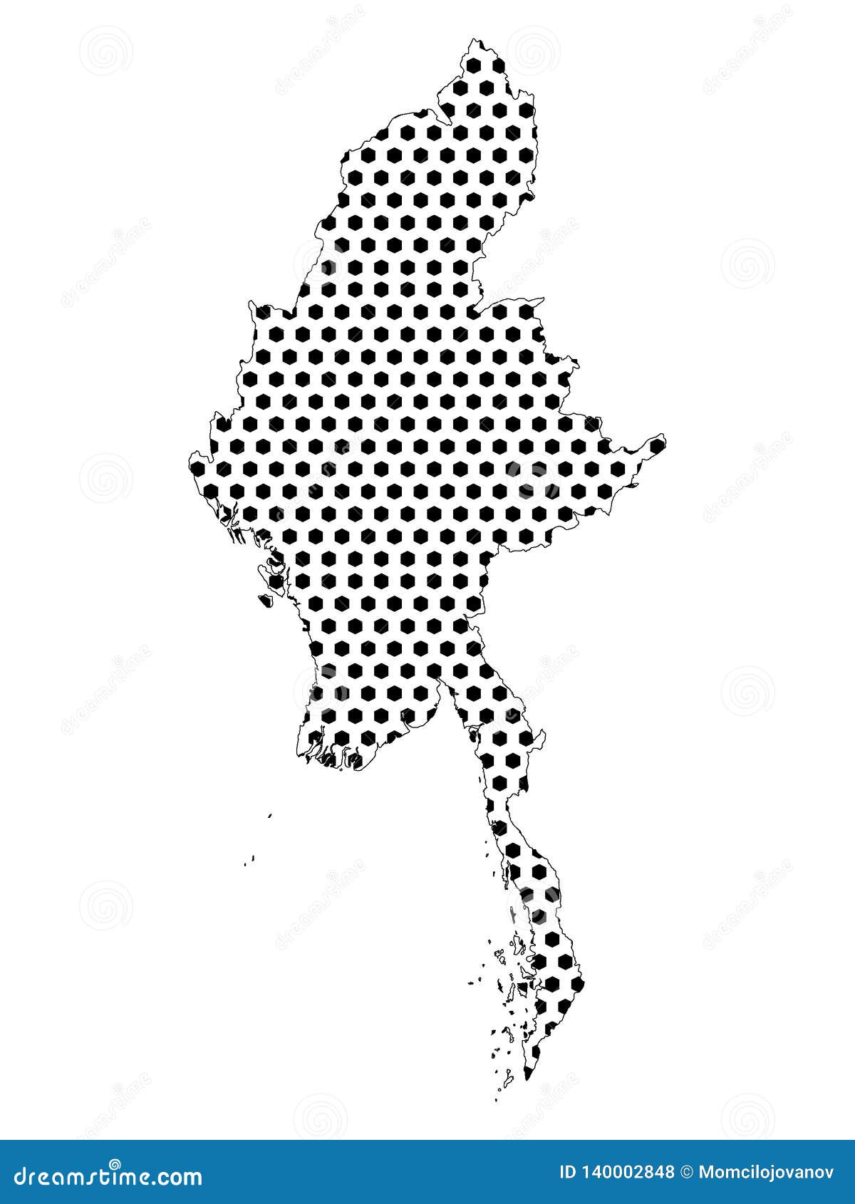 Dotted Pattern Map of Myanmar Stock Vector - Illustration of myanmar ...