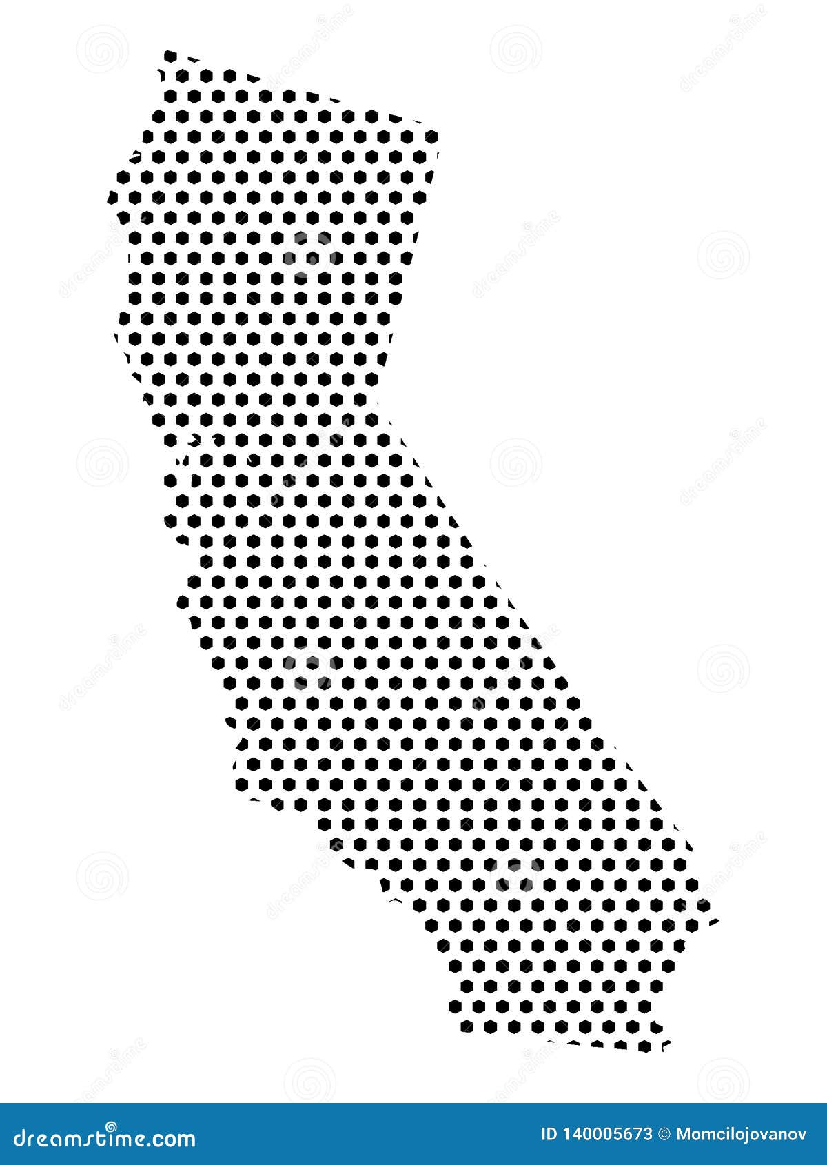 Dotted Pattern Map of US State of California Stock Vector ...