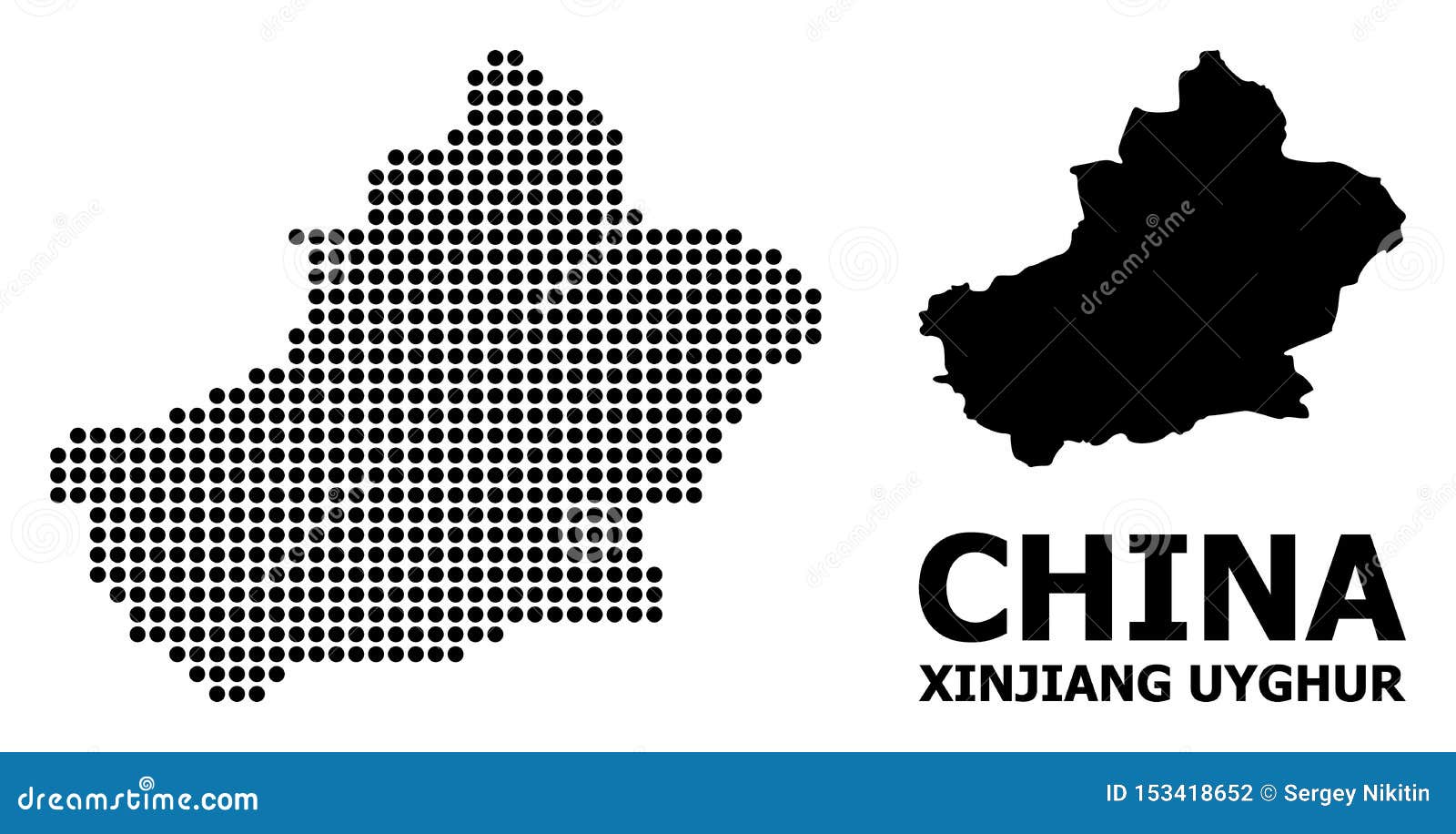 Dotted Pattern Map of Xinjiang Uyghur Region Stock Illustration ...