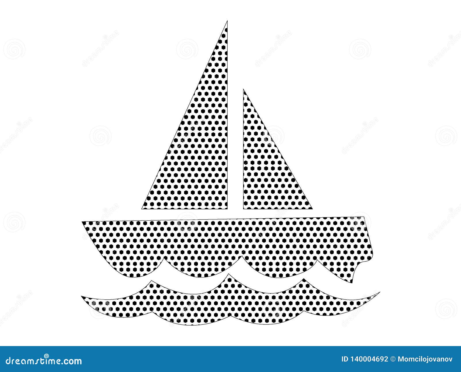 Dotted Pattern Picture of a Fishing Boat Stock Vector - Illustration of ...