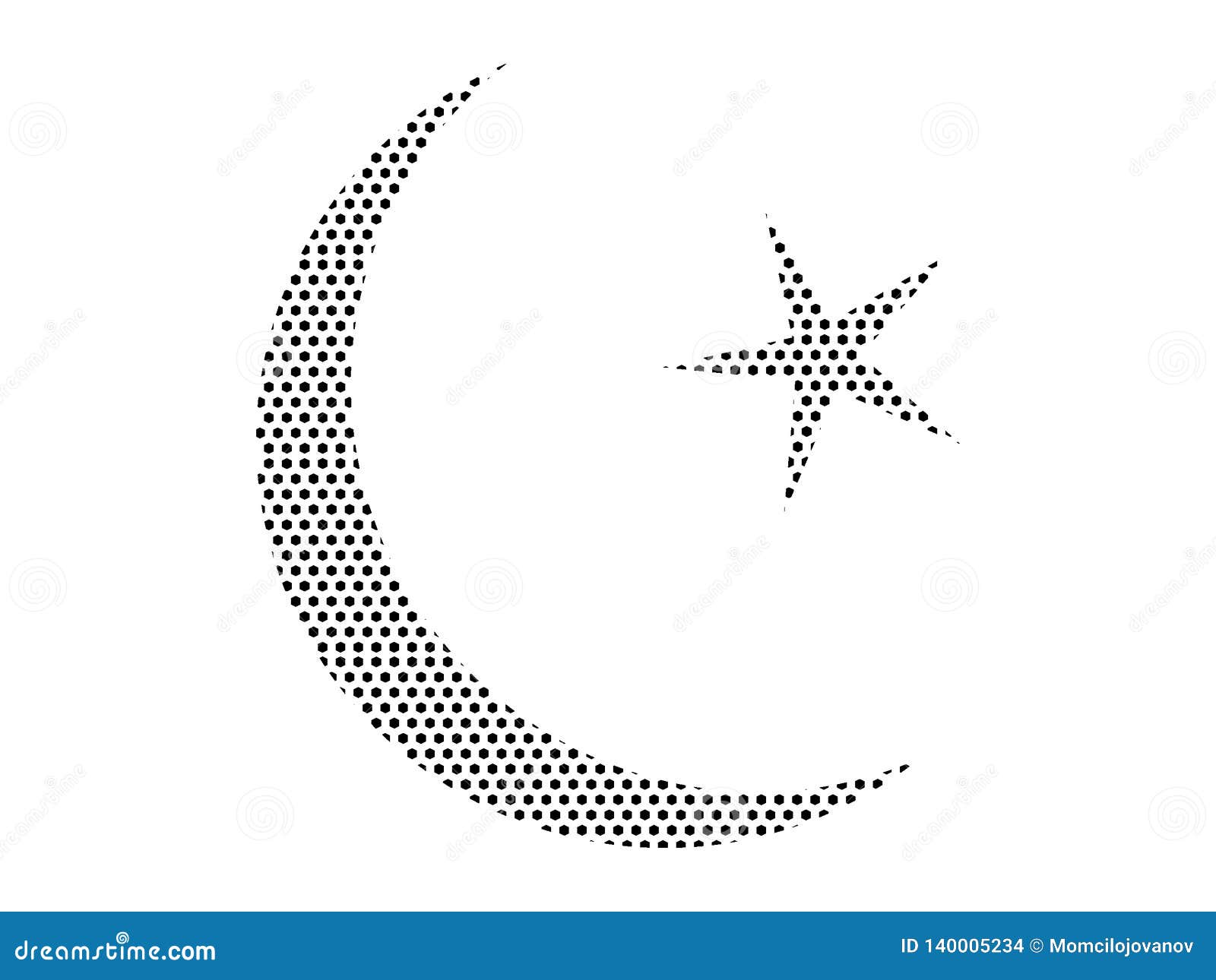 Dotted Pattern Picture of a Islam Muslim Star and Moon Crescent Stock ...