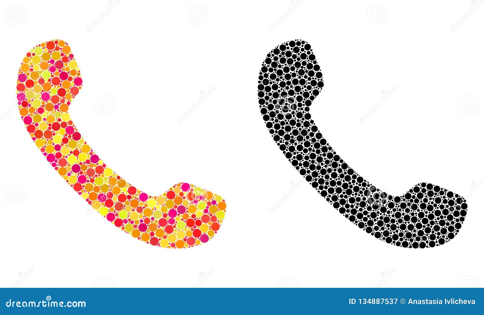 Dotted Phone Receiver Mosaic Icons Stock Vector - Illustration of icon ...