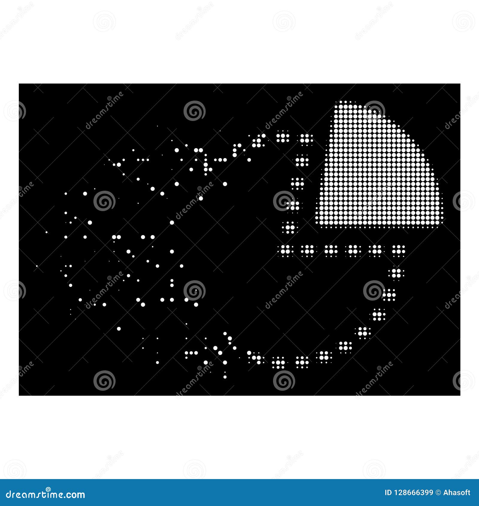 White Broken Dot Halftone Dotted Pie Chart Icon Stock Vector ...