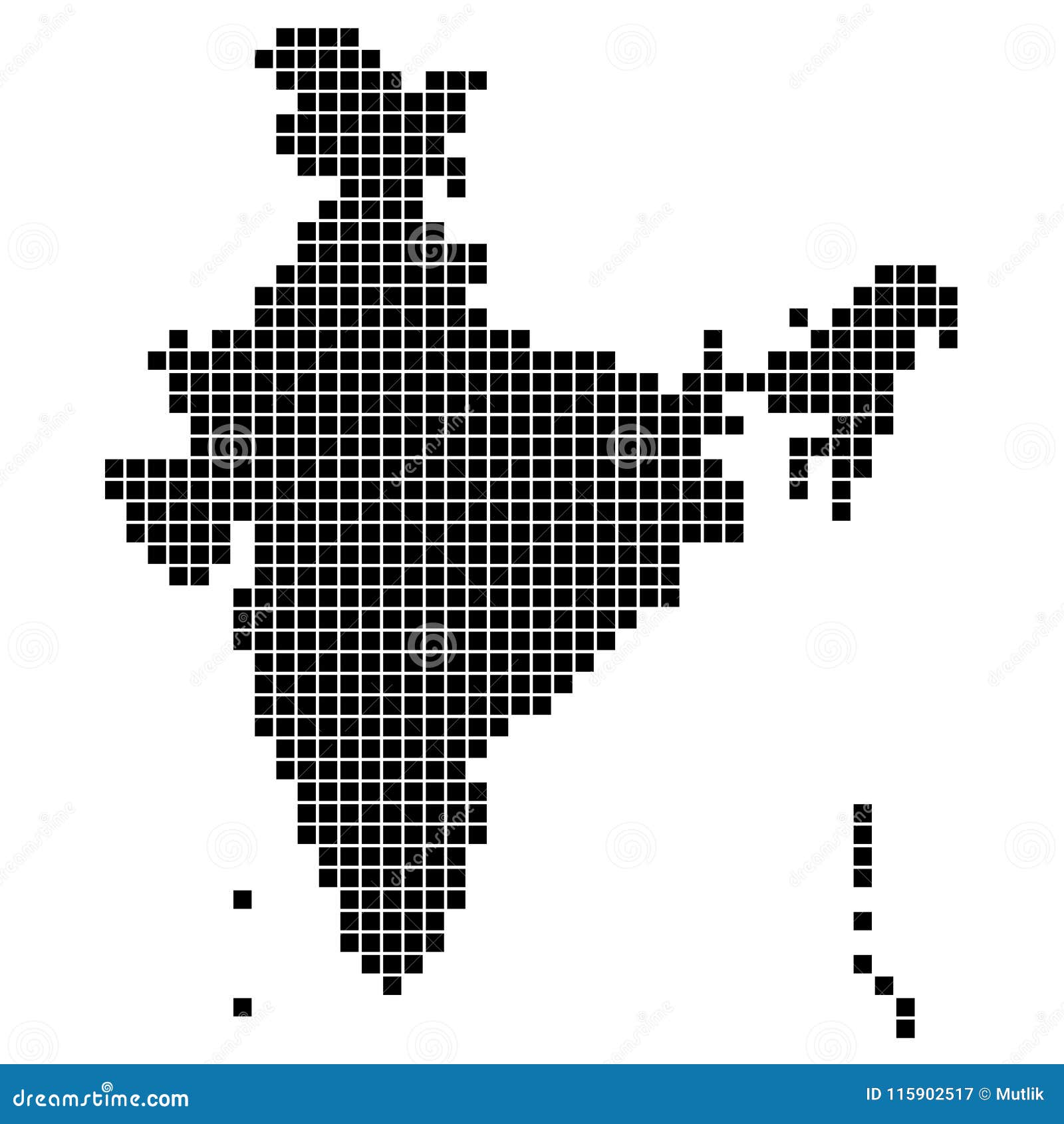Pixel map of India stock vector. Illustration of asia - 115902517
