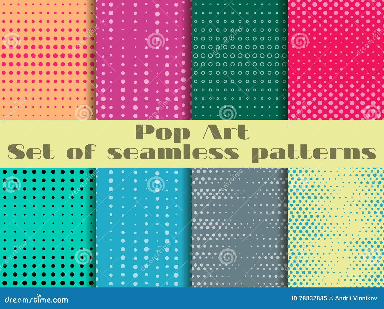 Dotted, Pop Art Seamless Pattern. Background in Pop Art Style. Set ...