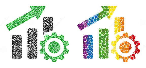 Dotted Progress Chart Settings Collage Icon of Bright Round Dots Stock ...