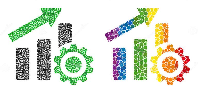 Dotted Progress Chart Settings Collage Icon of Bright Round Dots Stock ...