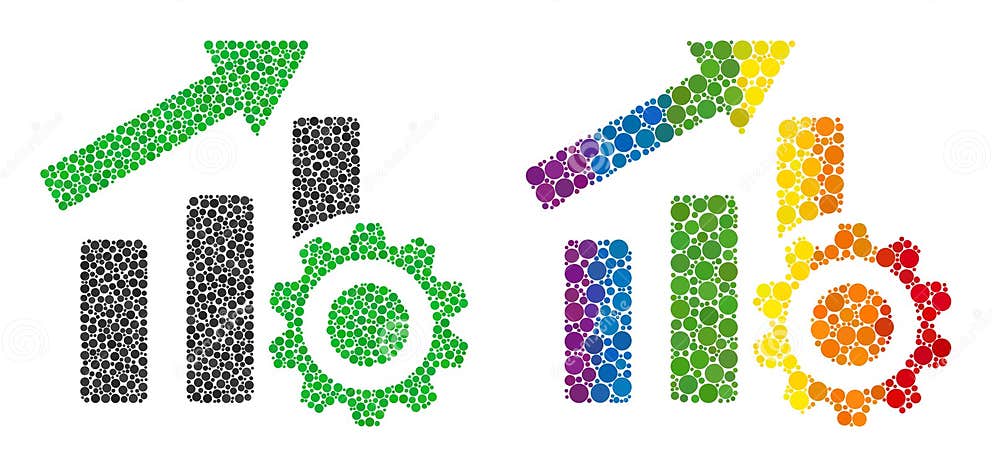 Dotted Progress Chart Settings Collage Icon of Bright Round Dots Stock ...