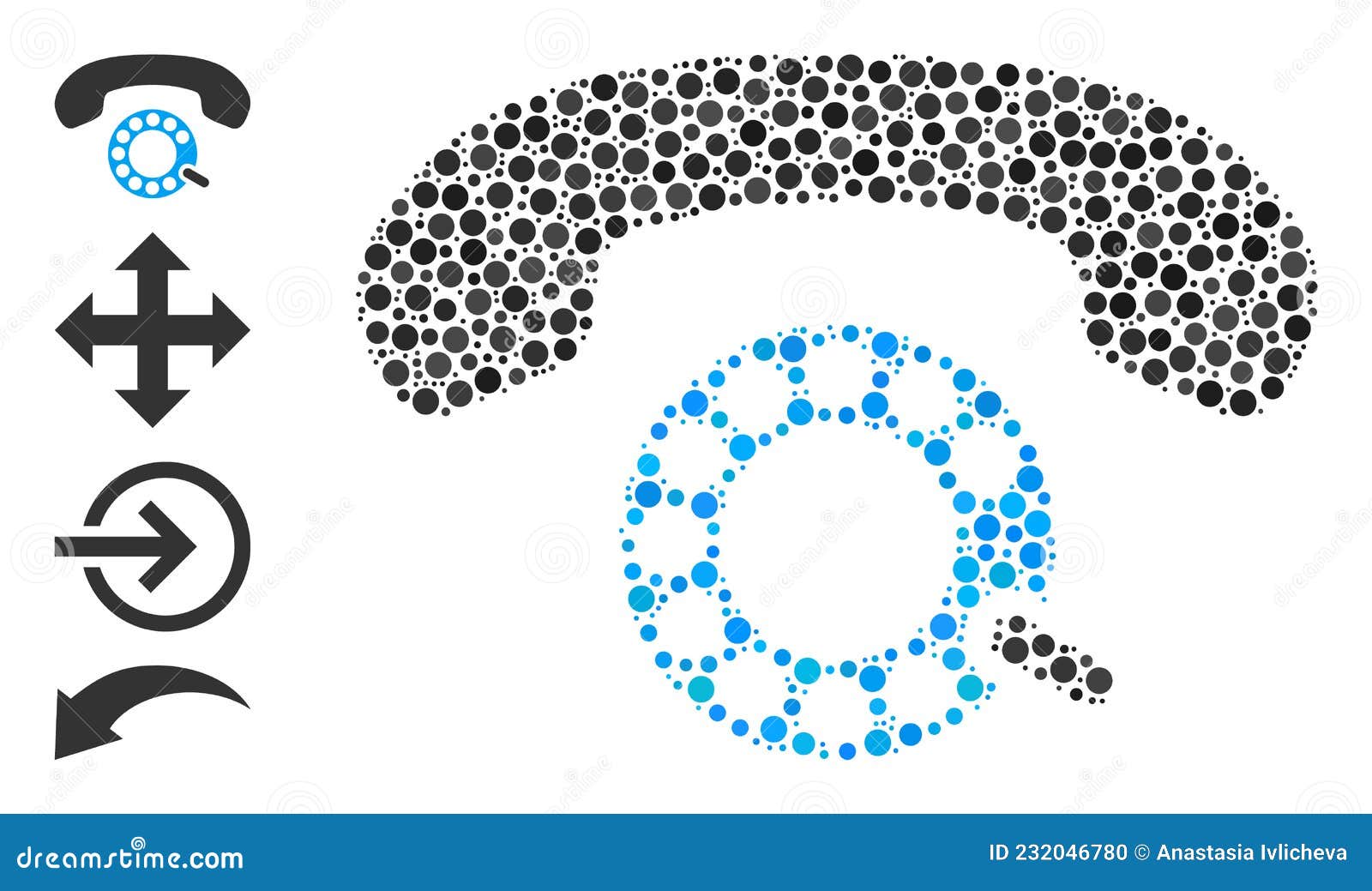 Dotted Pulse Dialing Composition of Round Dots with Other Icons Stock ...