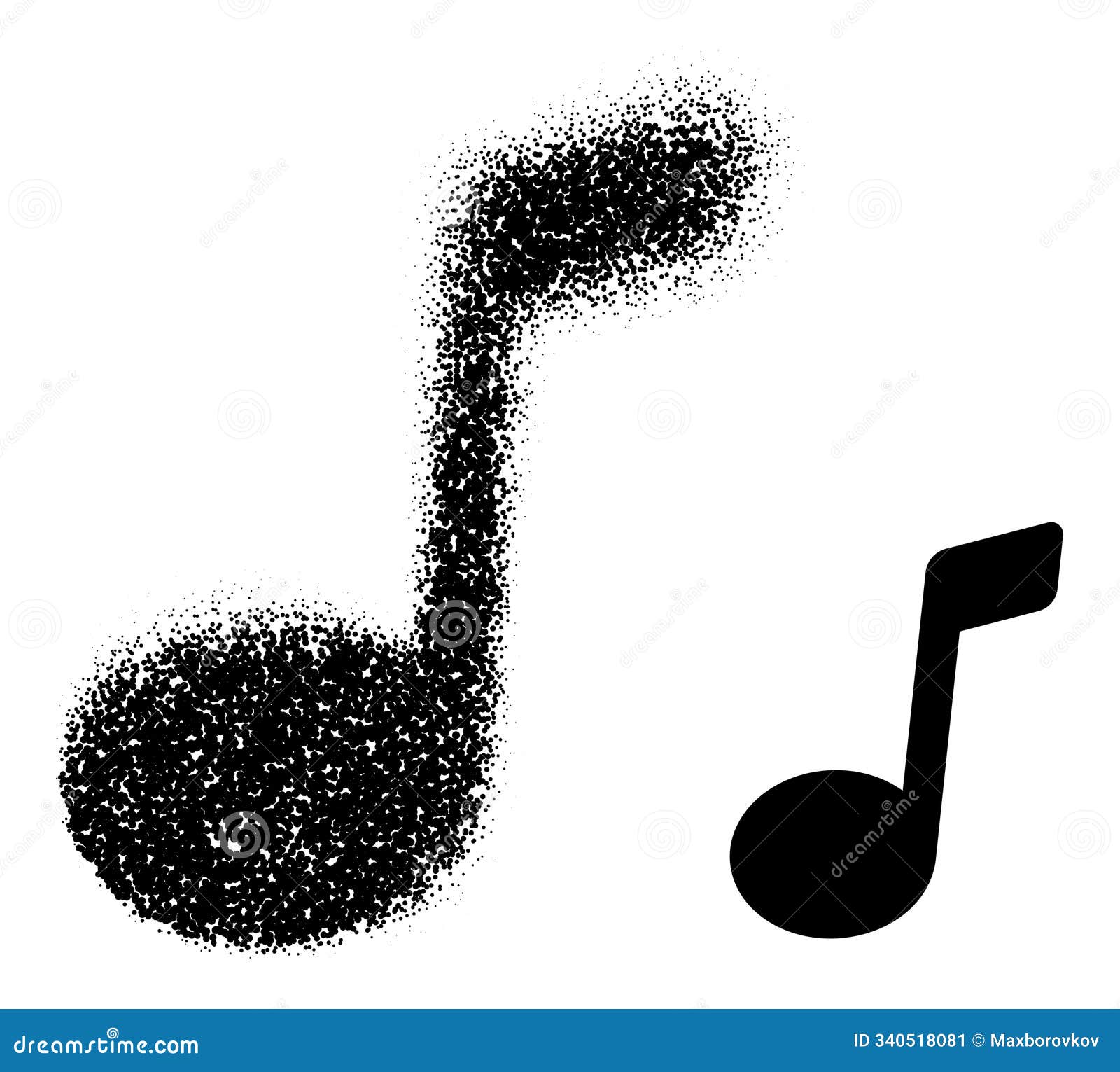 Dotted Quarter Note with Solid Icon Design Stock Illustration ...
