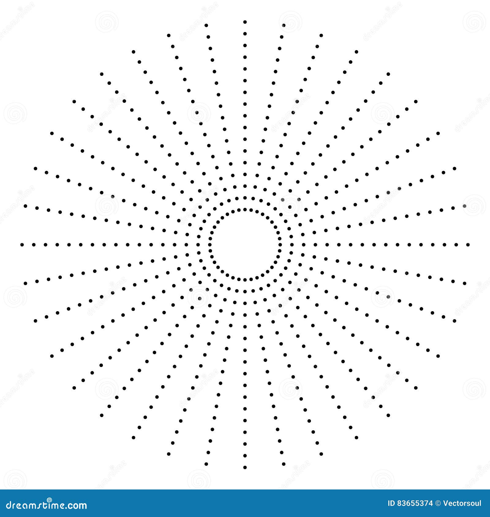 Radial Element With Random Dots, Circles, Rings As Particles. Diffusion ...