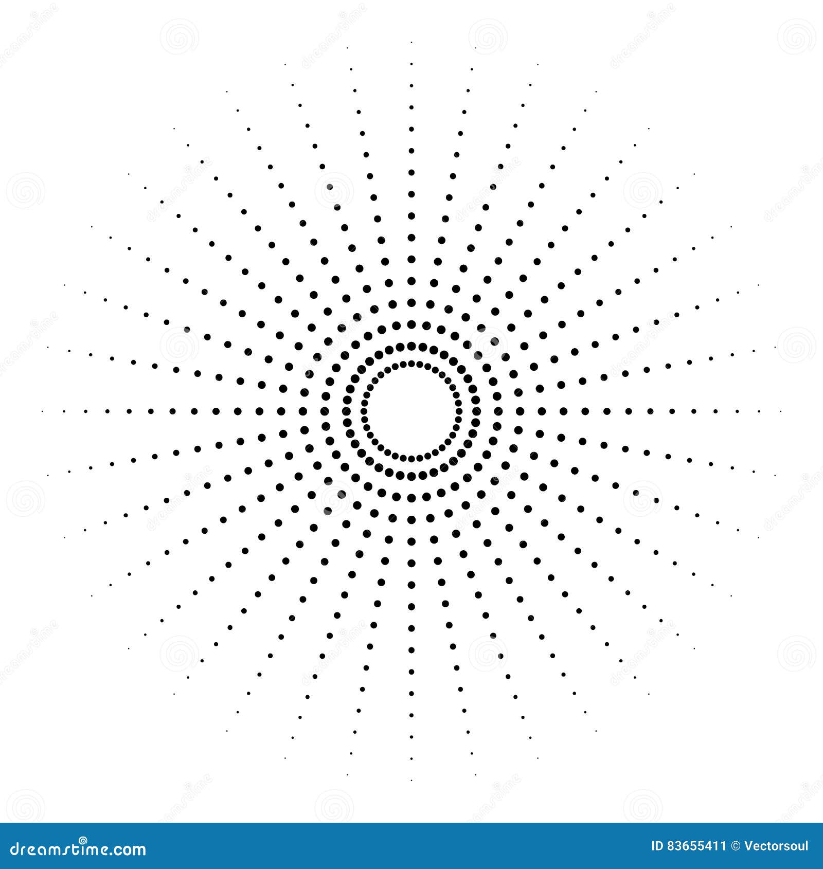 Radial Element With Random Dots, Circles, Rings As Particles. Diffusion ...