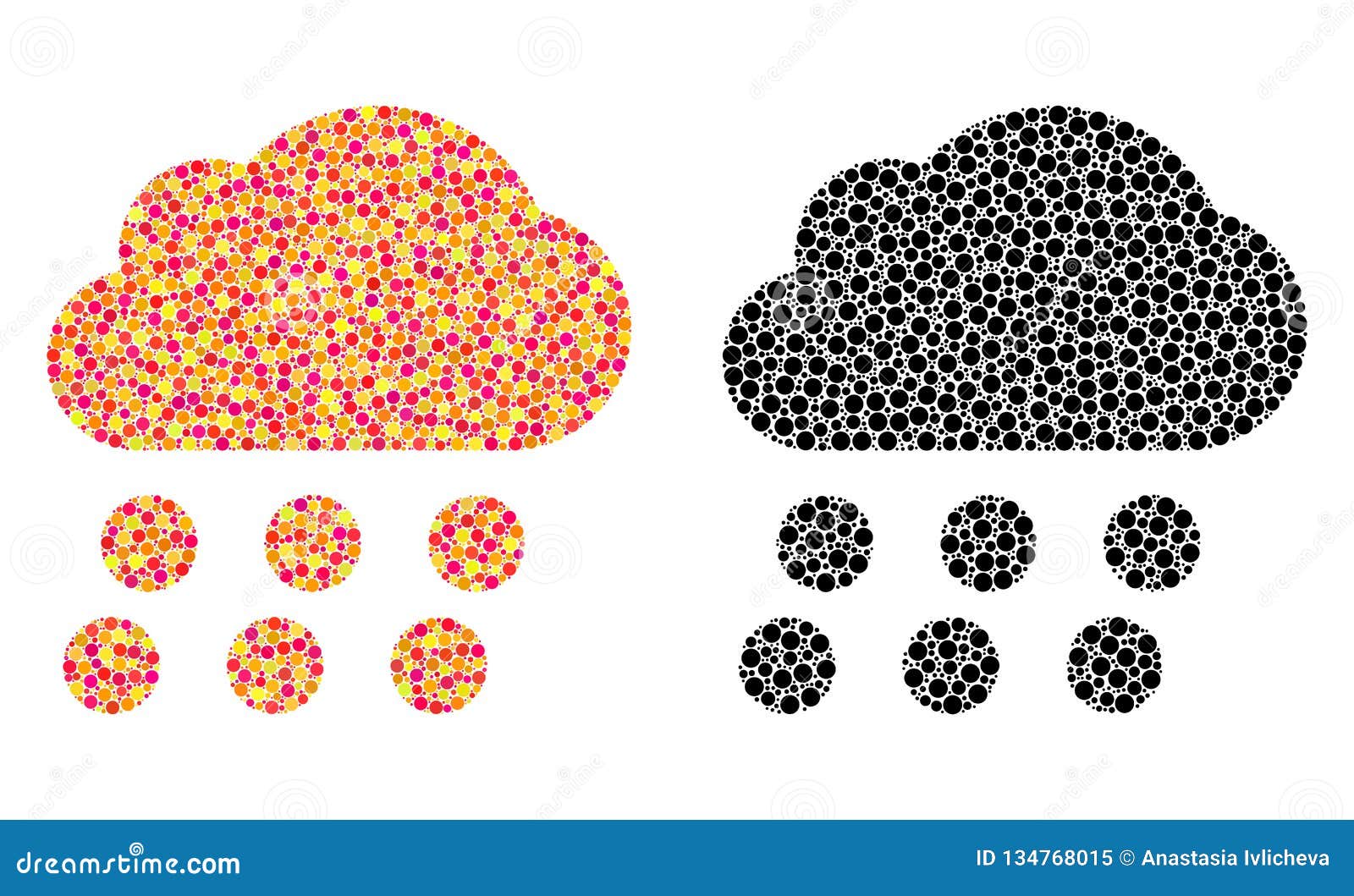 Dotted Rain Cloud Mosaic Icons Stock Vector - Illustration of autumn ...