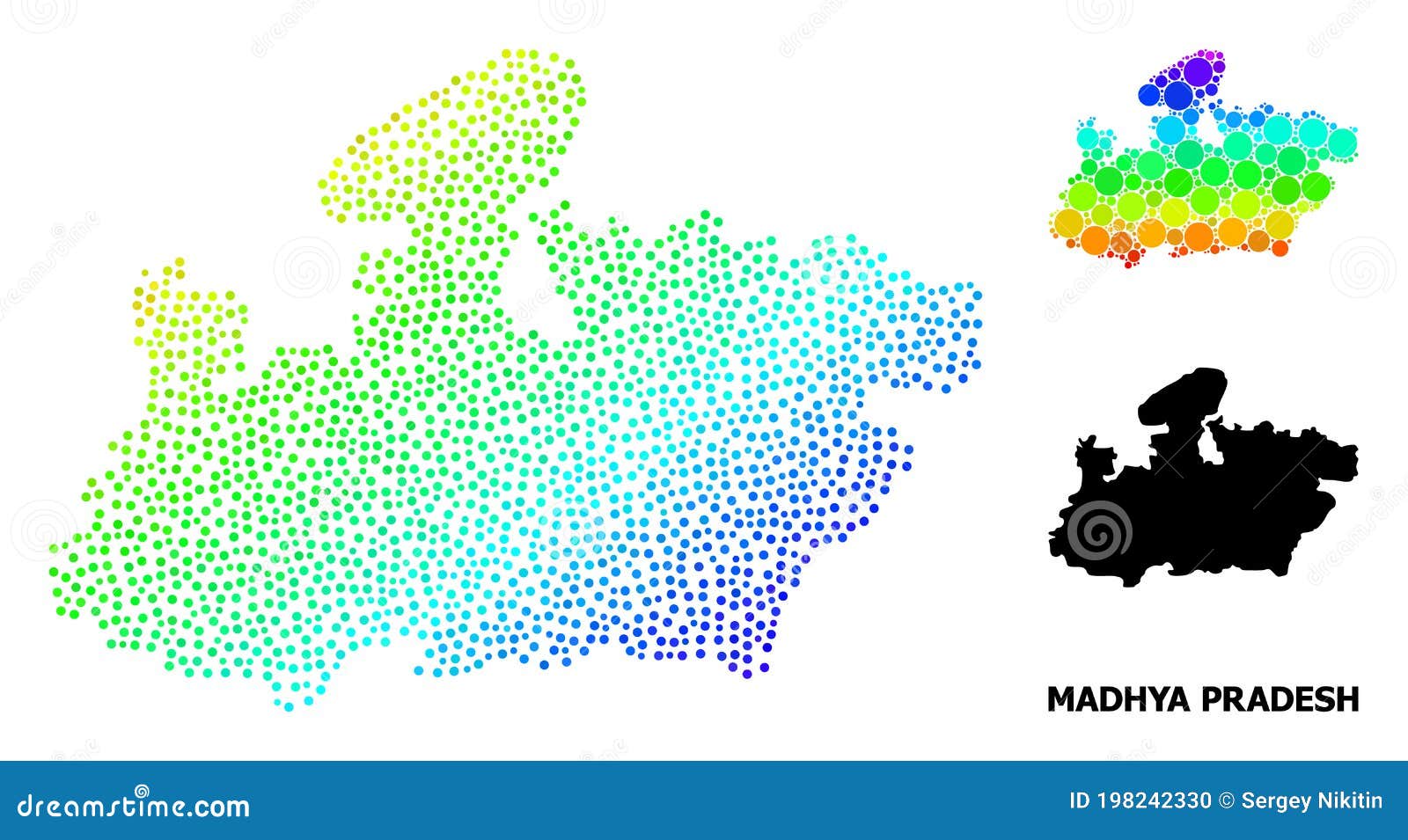 Vector Spectral Pixel Map of Madhya Pradesh State Stock Vector ...
