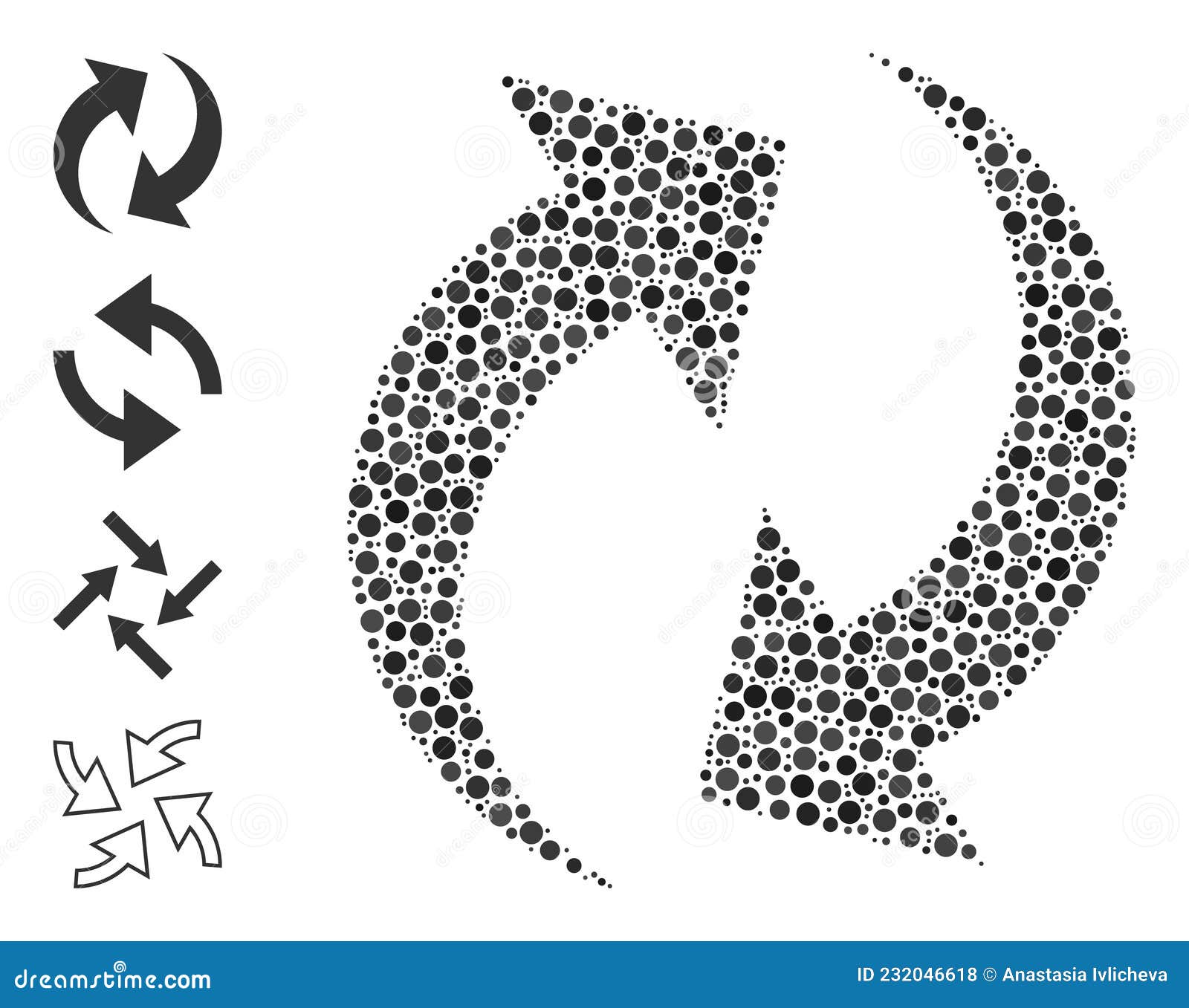 Dotted Refresh Composition of Round Dots with Bonus Icons Stock Vector ...