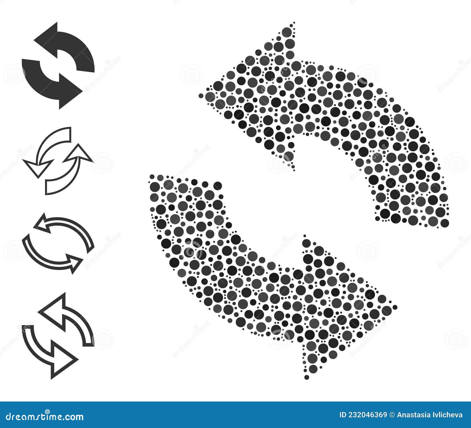 Dotted Refresh Mosaic of Circles with Similar Icons Stock Vector ...