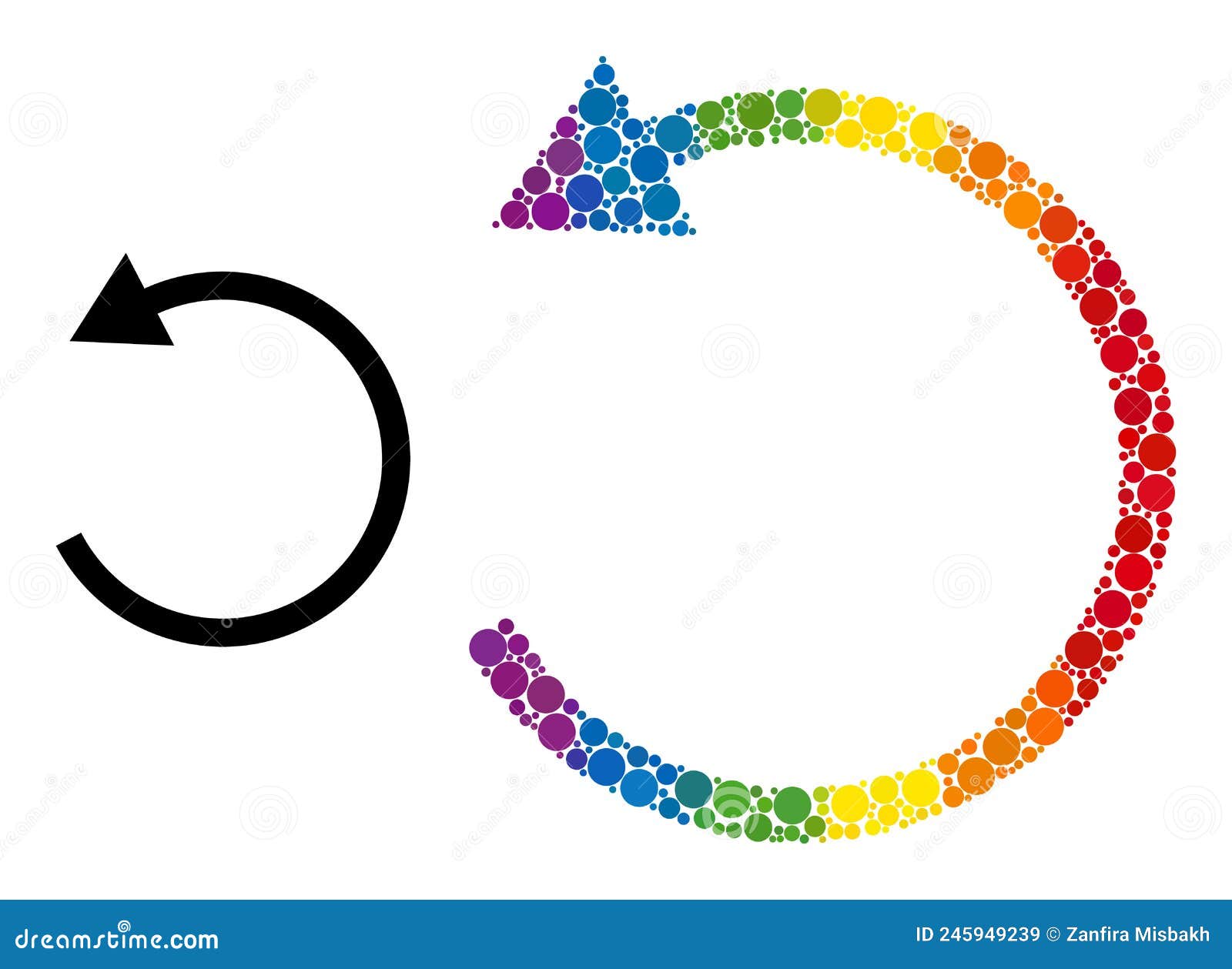 Dotted Rotate Left Arrow Composition Icon of Spectrum Spheres Stock ...