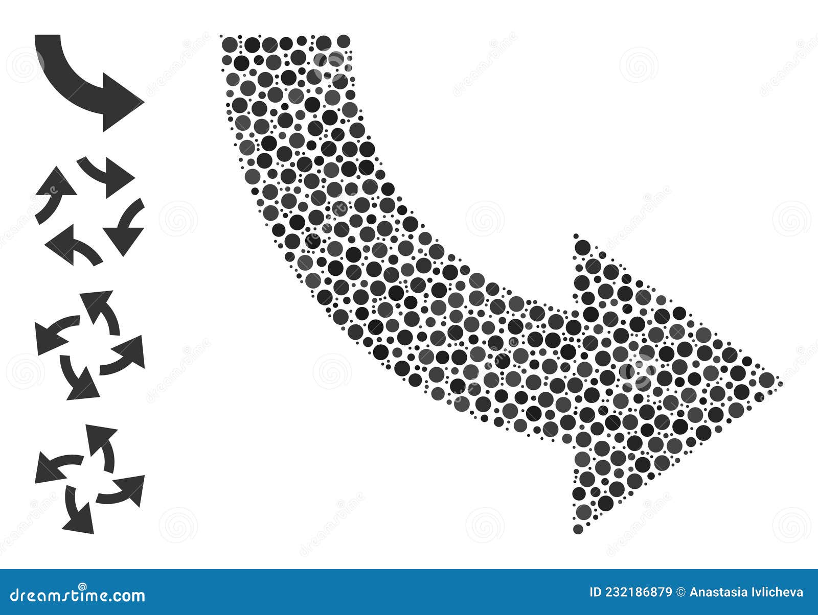 Dotted Rotate Right Composition of Circles with Other Icons Stock ...