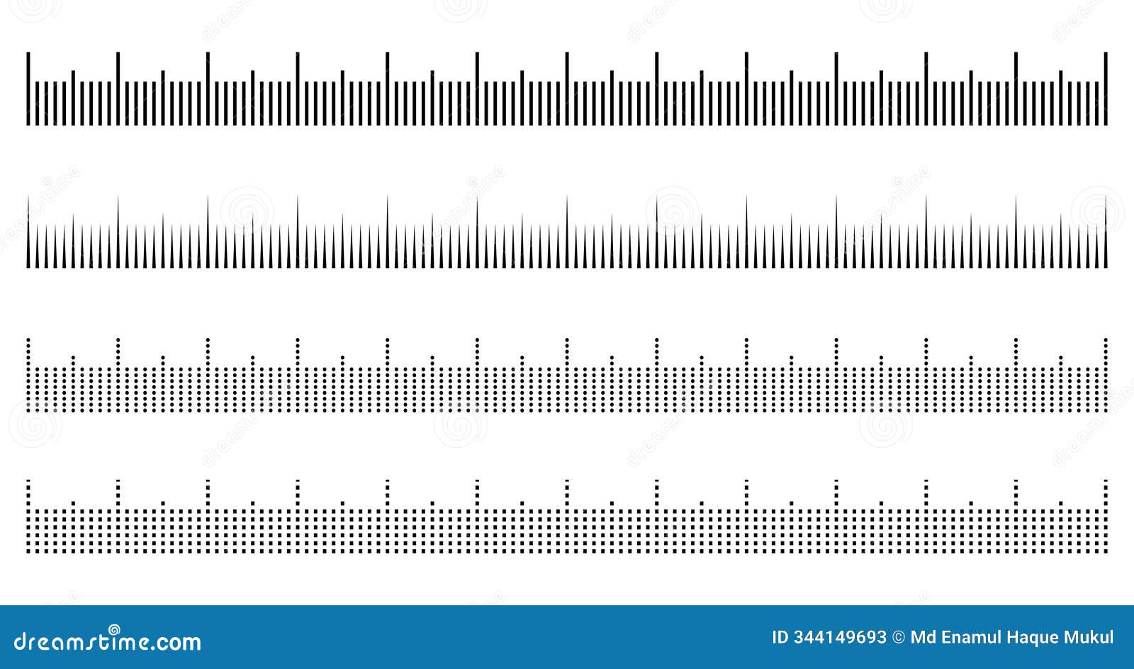 Dotted Ruler Scale Measure Line Sign Vector Illustration. Dashed Ruler ...