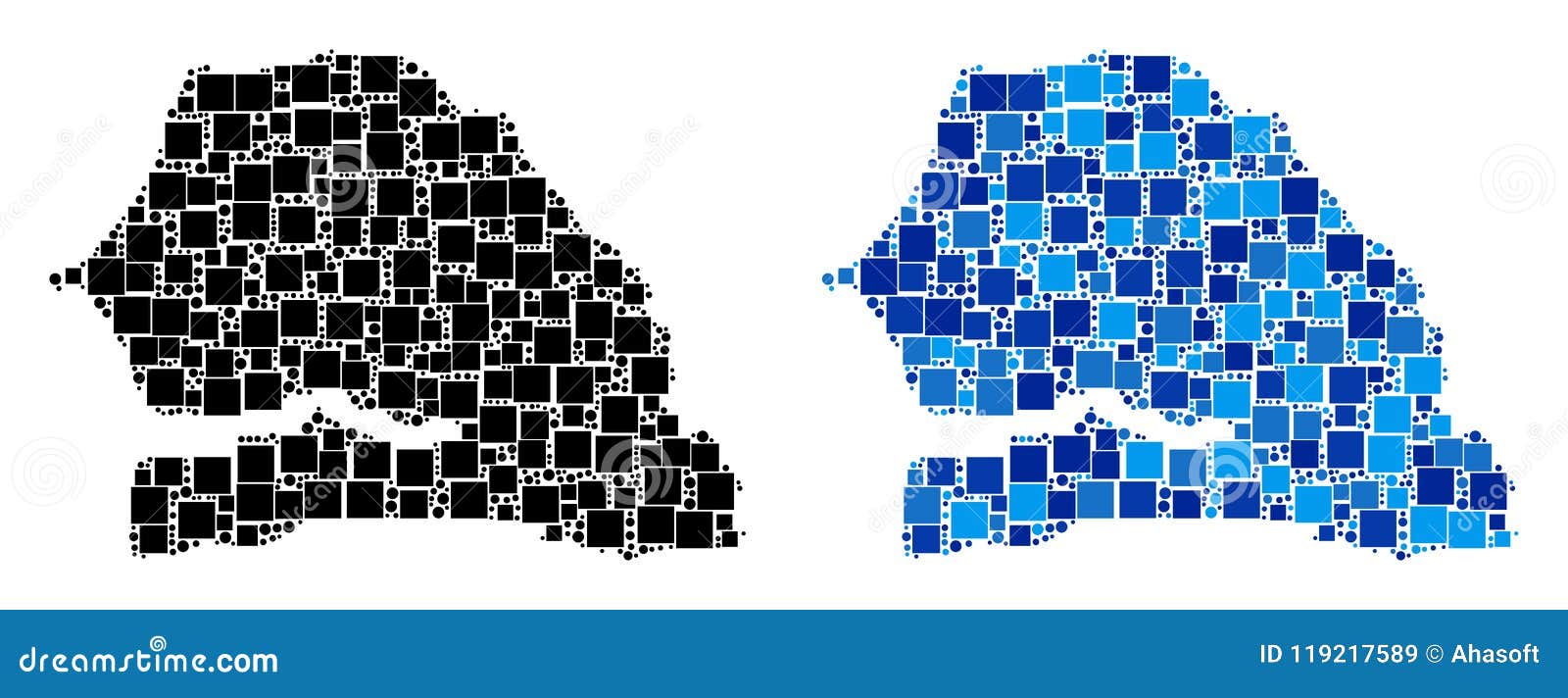 Dotted Senegal Map with Blue Variant Stock Vector - Illustration of ...