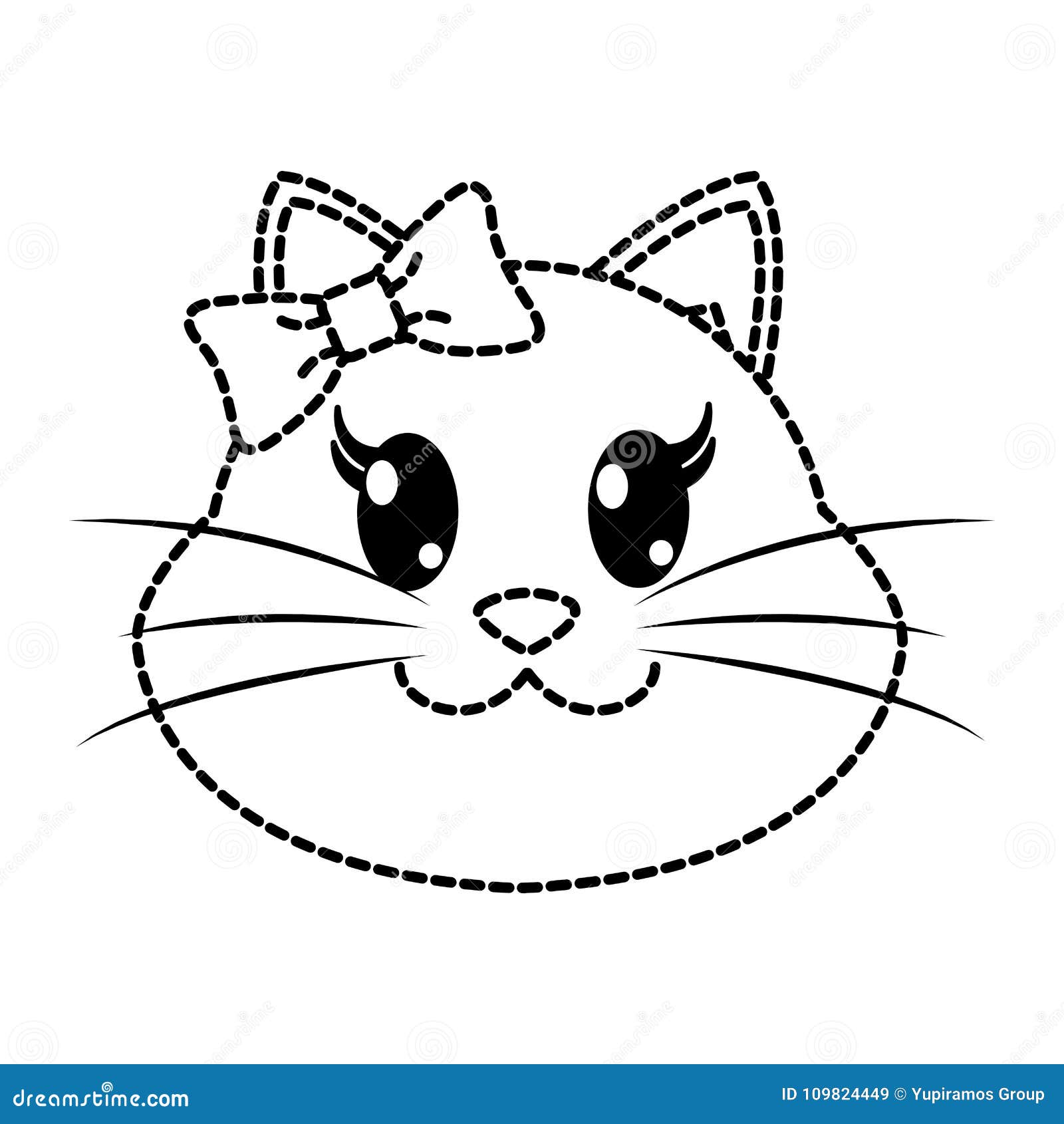 Dotted Shape Female Cat Head Cute Animal Stock Vector - Illustration of ...
