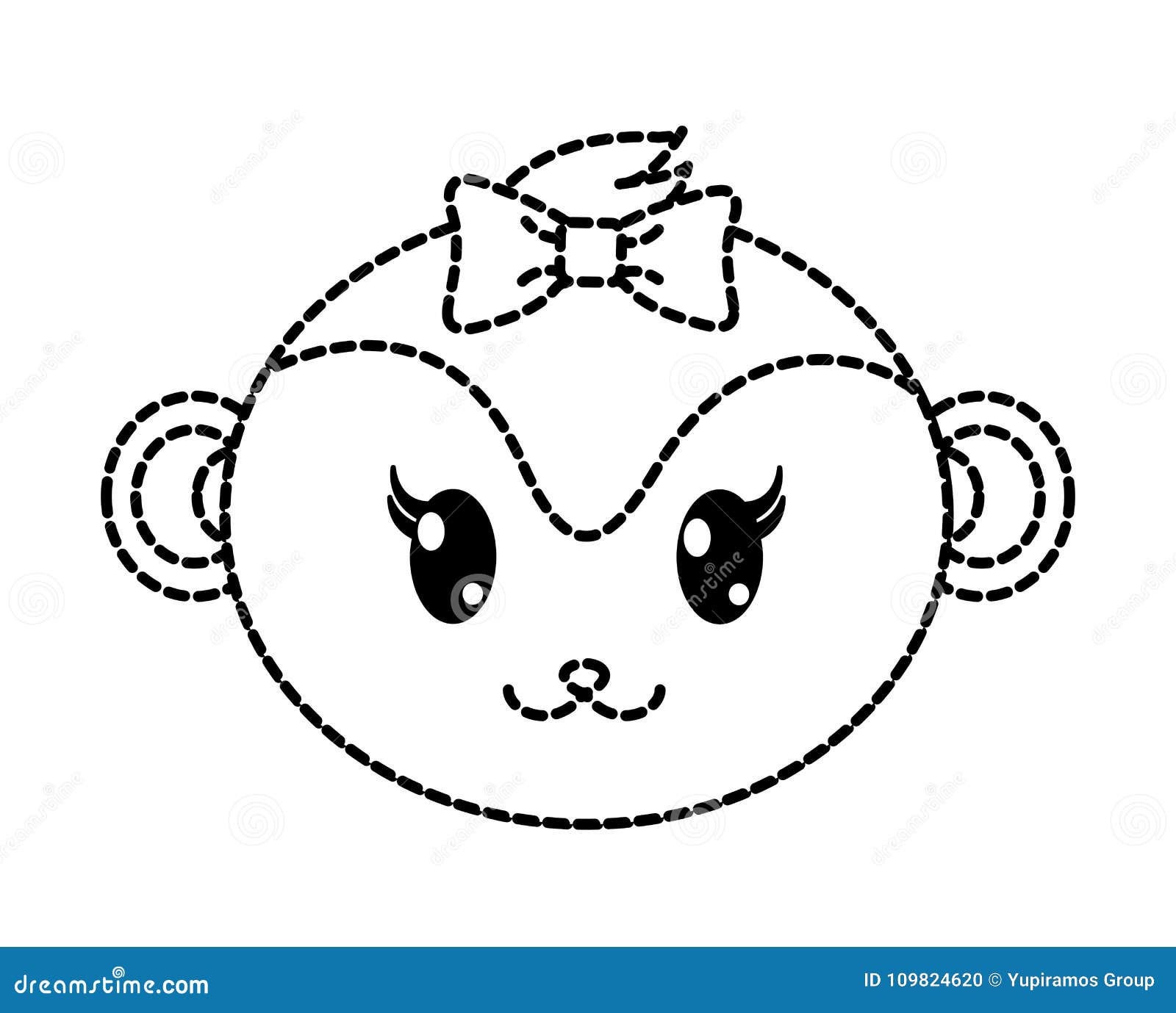 Dotted Shape Female Monkey Head Cute Animal Stock Vector - Illustration ...
