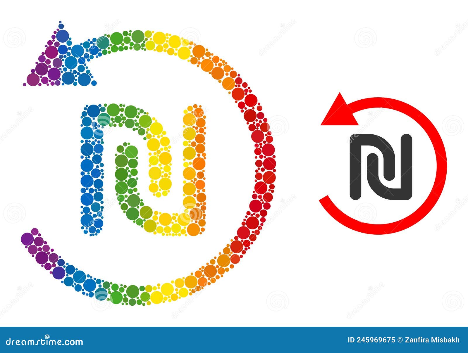 Dotted Shekel Refund Composition Icon of Spectrum Spheres Stock Vector ...