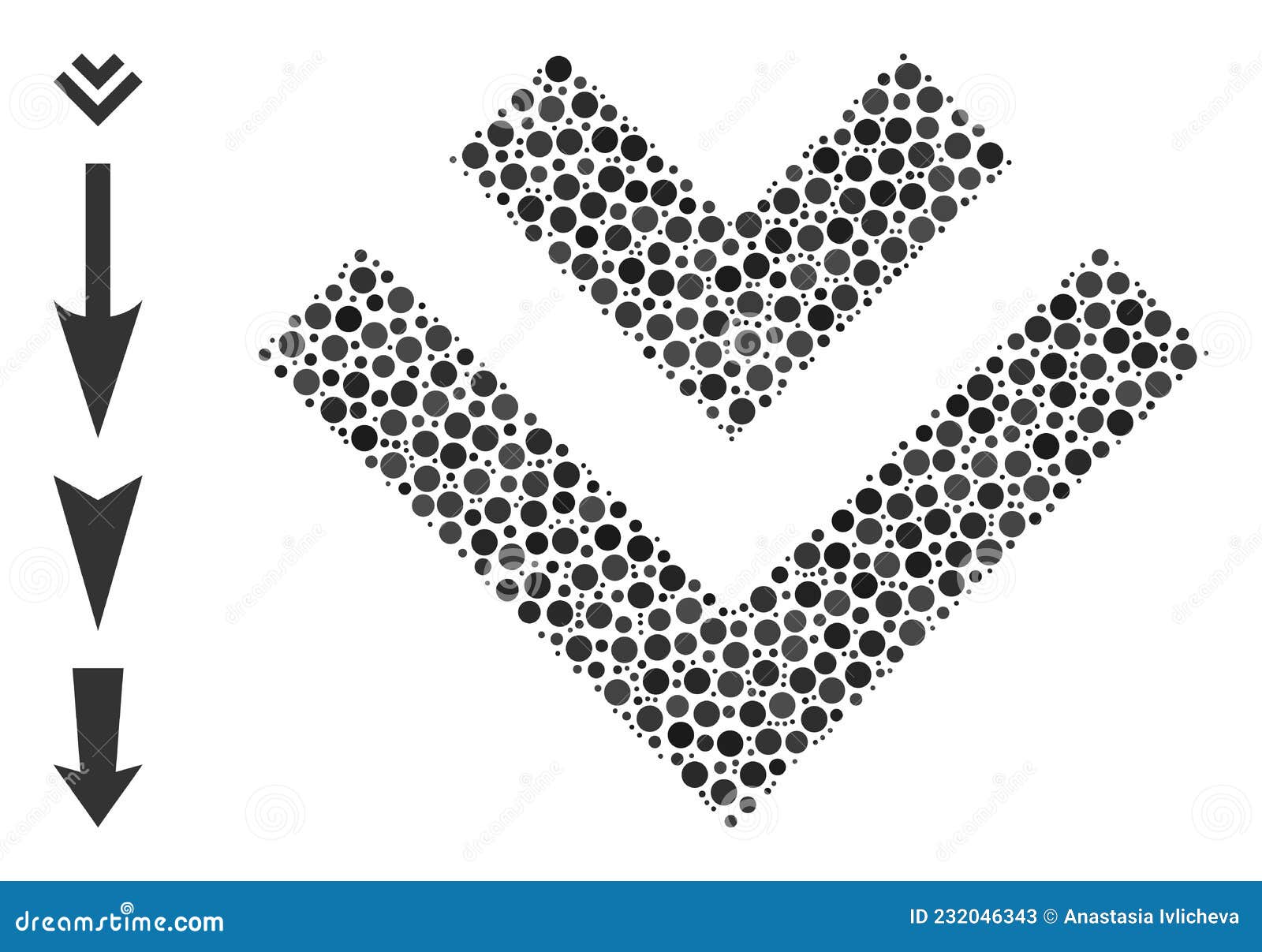 Dotted Shift Down Collage of Round Dots with Similar Icons Stock Vector ...
