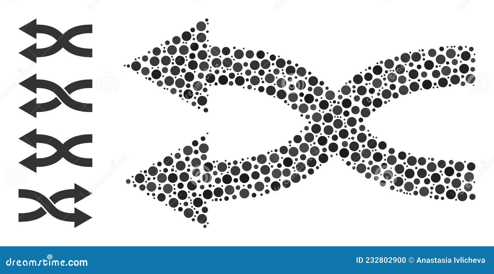 Dotted Shuffle Arrows Left Collage of Rounded Dots with Other Icons ...
