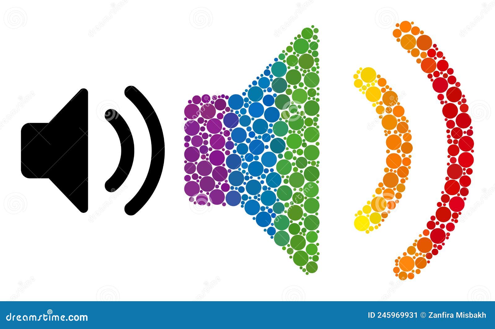Dotted Sound Source Collage Icon of Rainbow Spheres Stock Vector ...