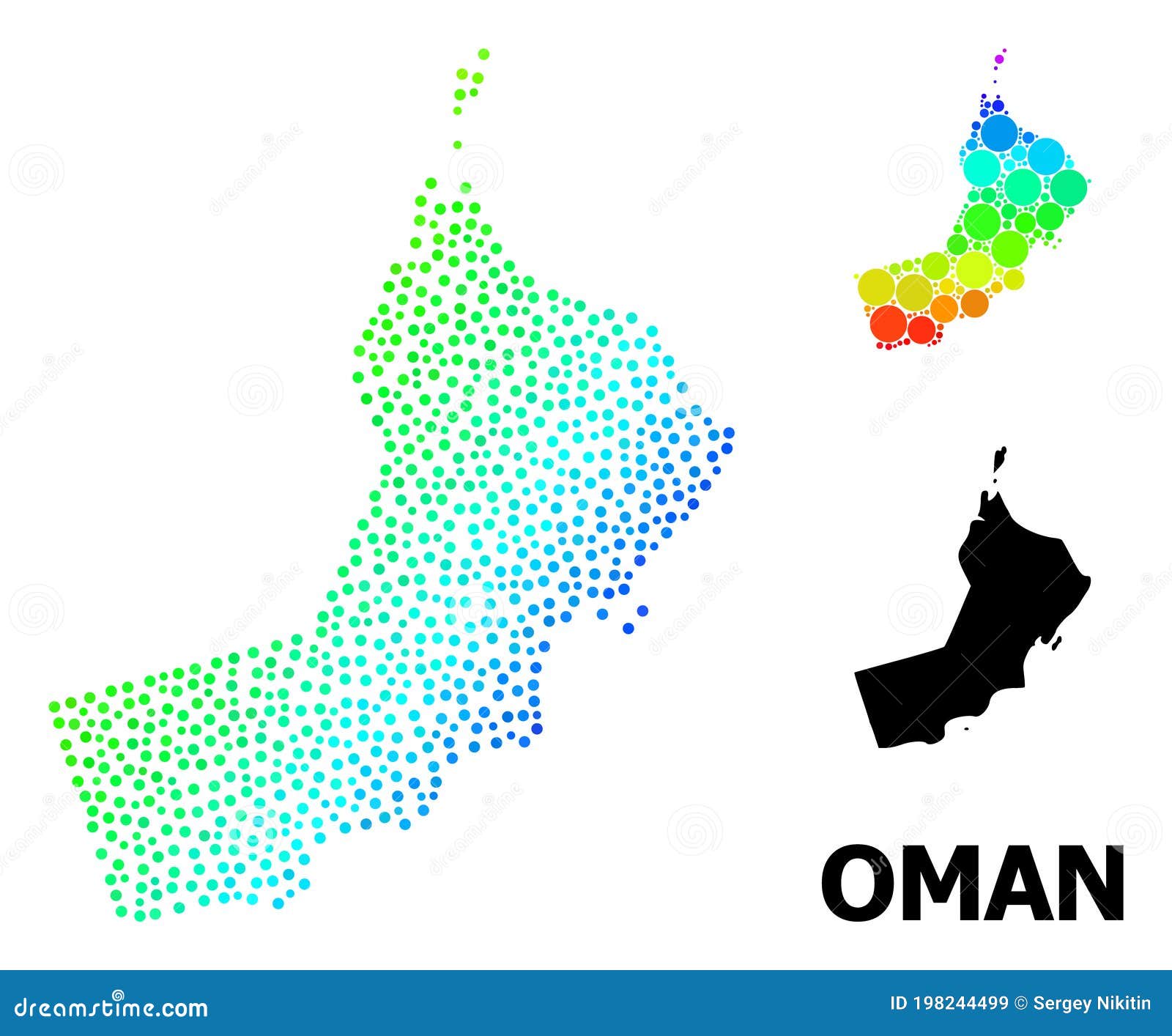 Vector Spectrum Gradient Dotted Map of Oman Stock Vector - Illustration ...