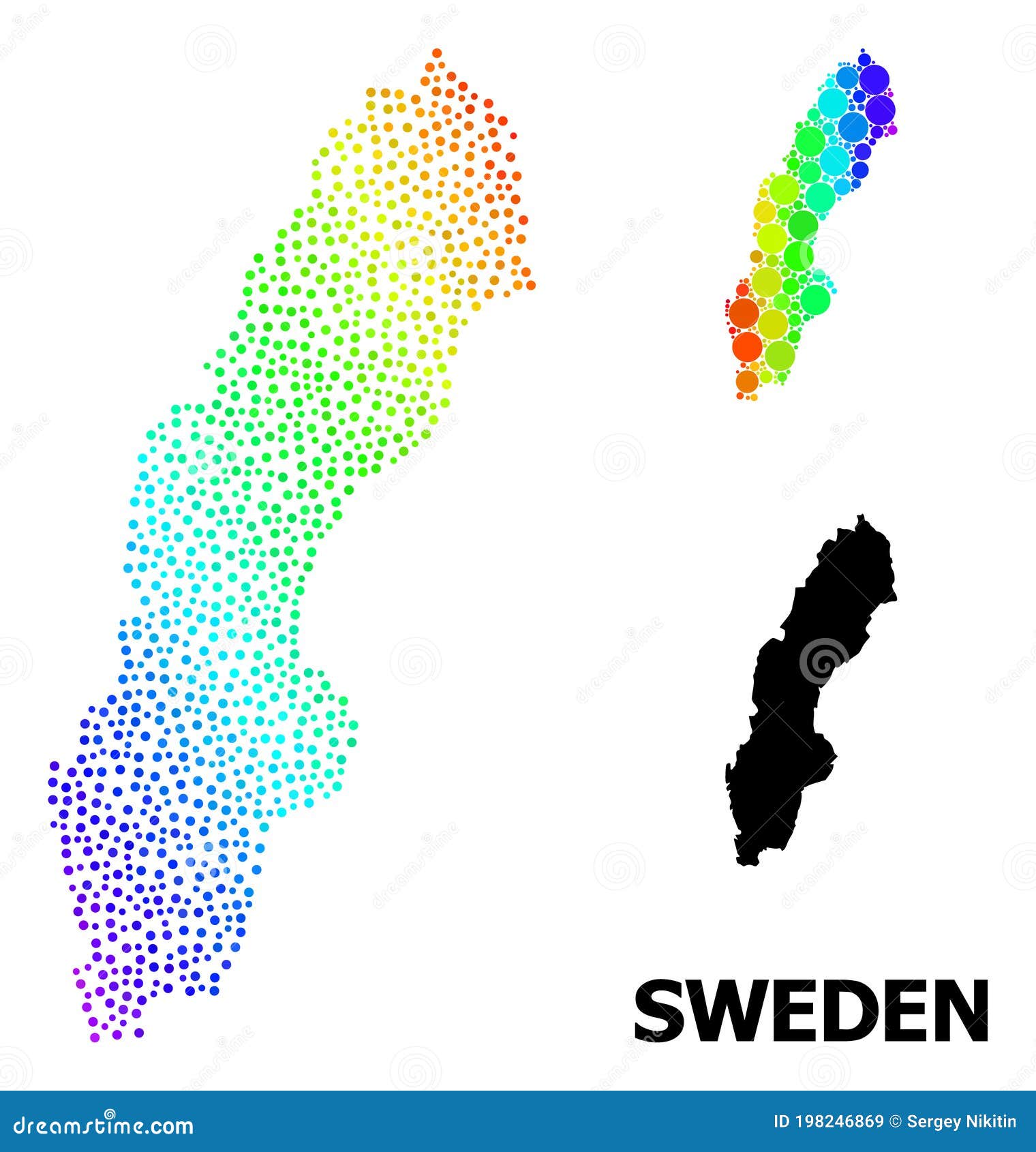 Vector Spectrum Gradient Pixel Map of Sweden Stock Vector ...