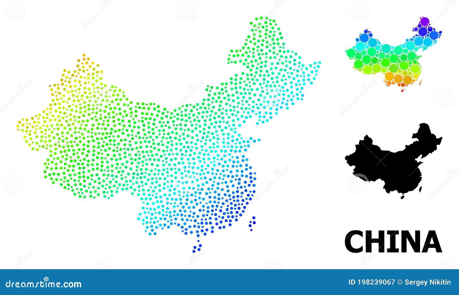 Vector Rainbow Colored Pixelated Map of China Stock Vector ...
