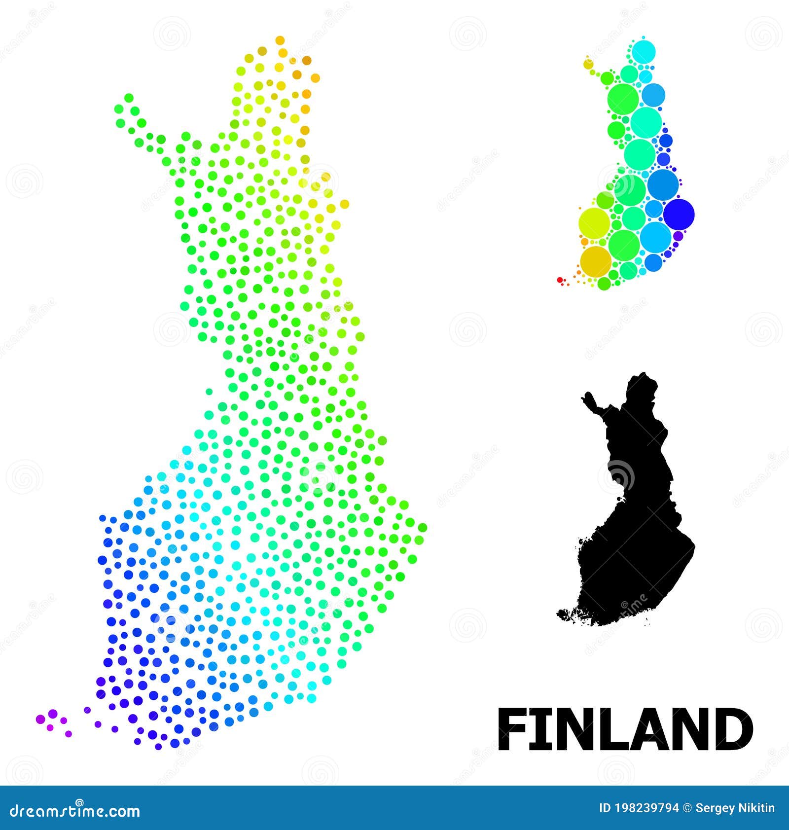 Vector Spectrum Gradient Dot Map of Finland Stock Vector - Illustration ...