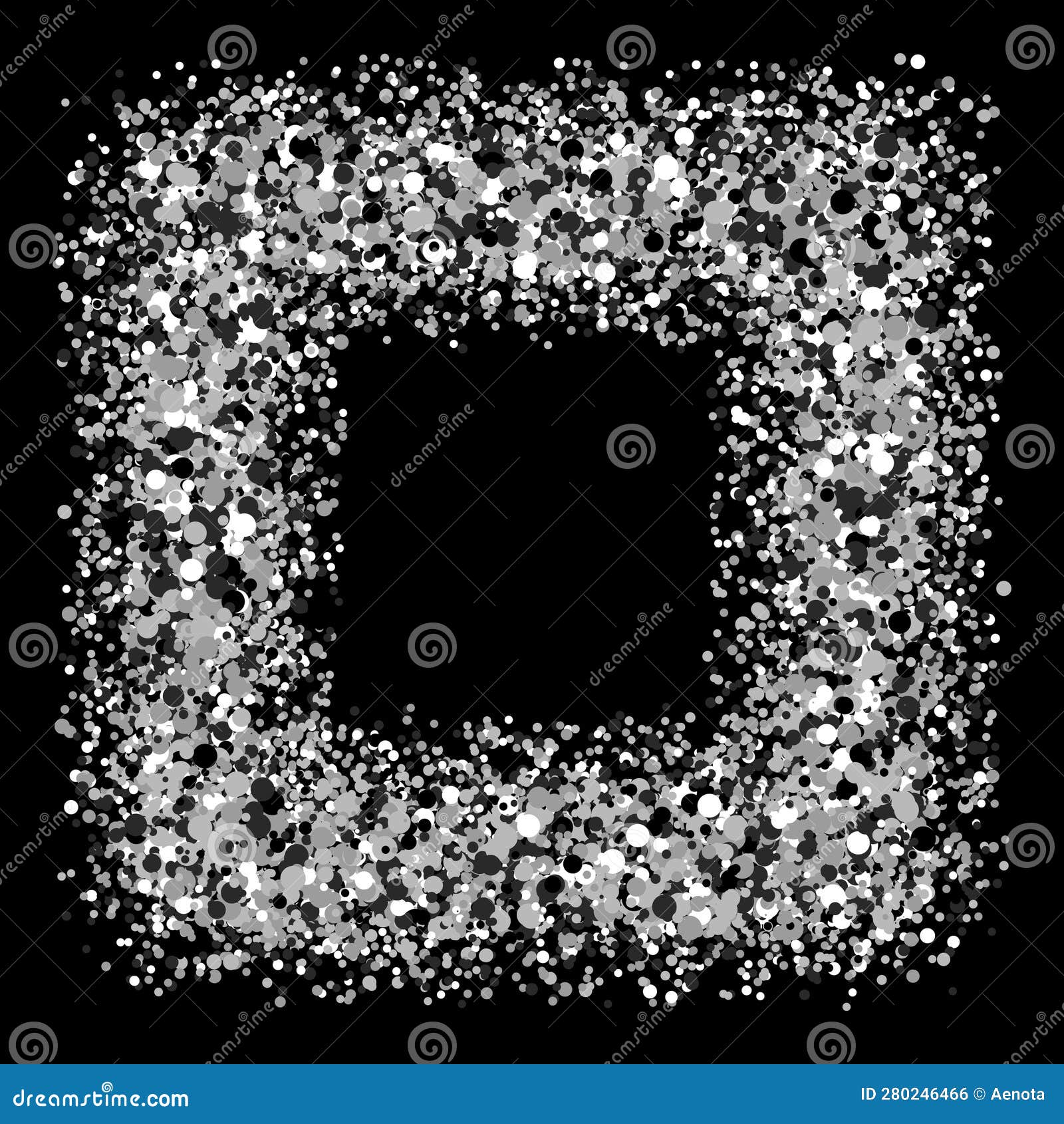 Dotted Square for Design Project on Black Stock Vector - Illustration ...