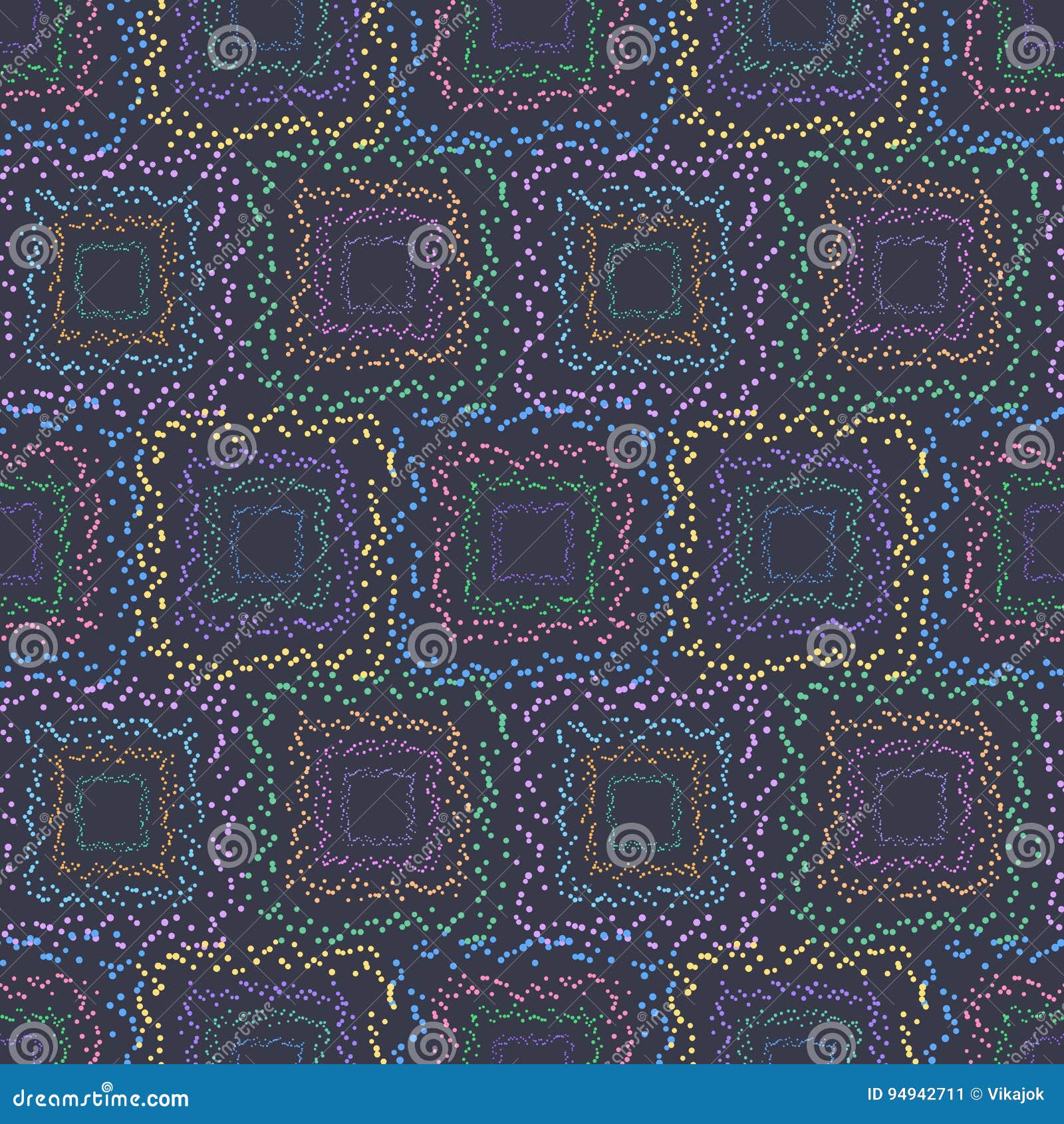 Dotted Square Seamless Pattern on Dark Background, Vector Wallpaper ...